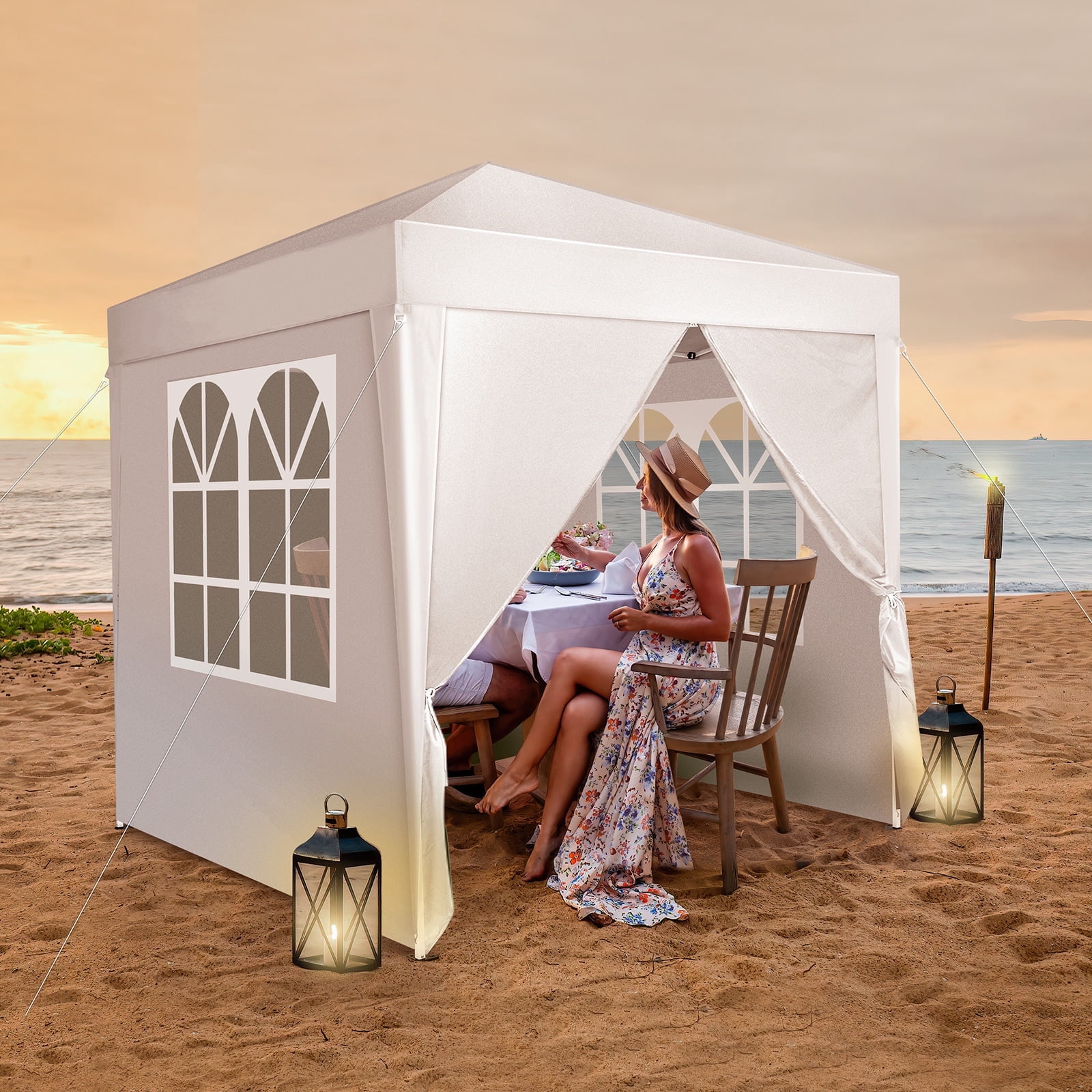 Outdoor Canopy Tent Pop Up with 4 Sidewalls 6.5x6.5 ft, Patio Portable ...