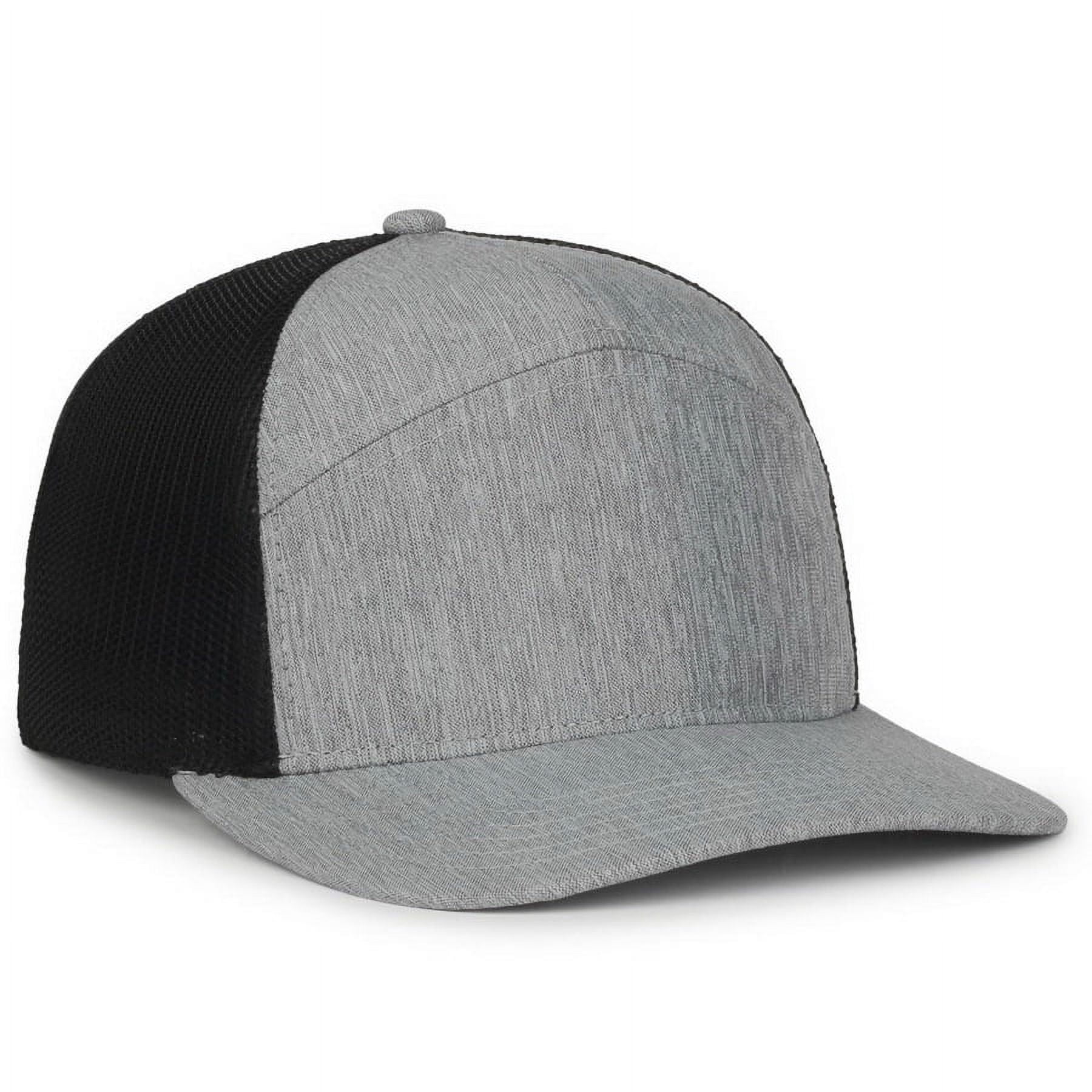 Outdoor Cap OC106 Structured 7-Panel Cap-LN Heathered Grey/Black ...