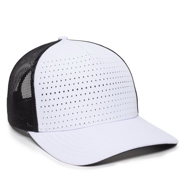 Outdoor Cap OC502M soft snap closure, mesh back panels-White/Black ...