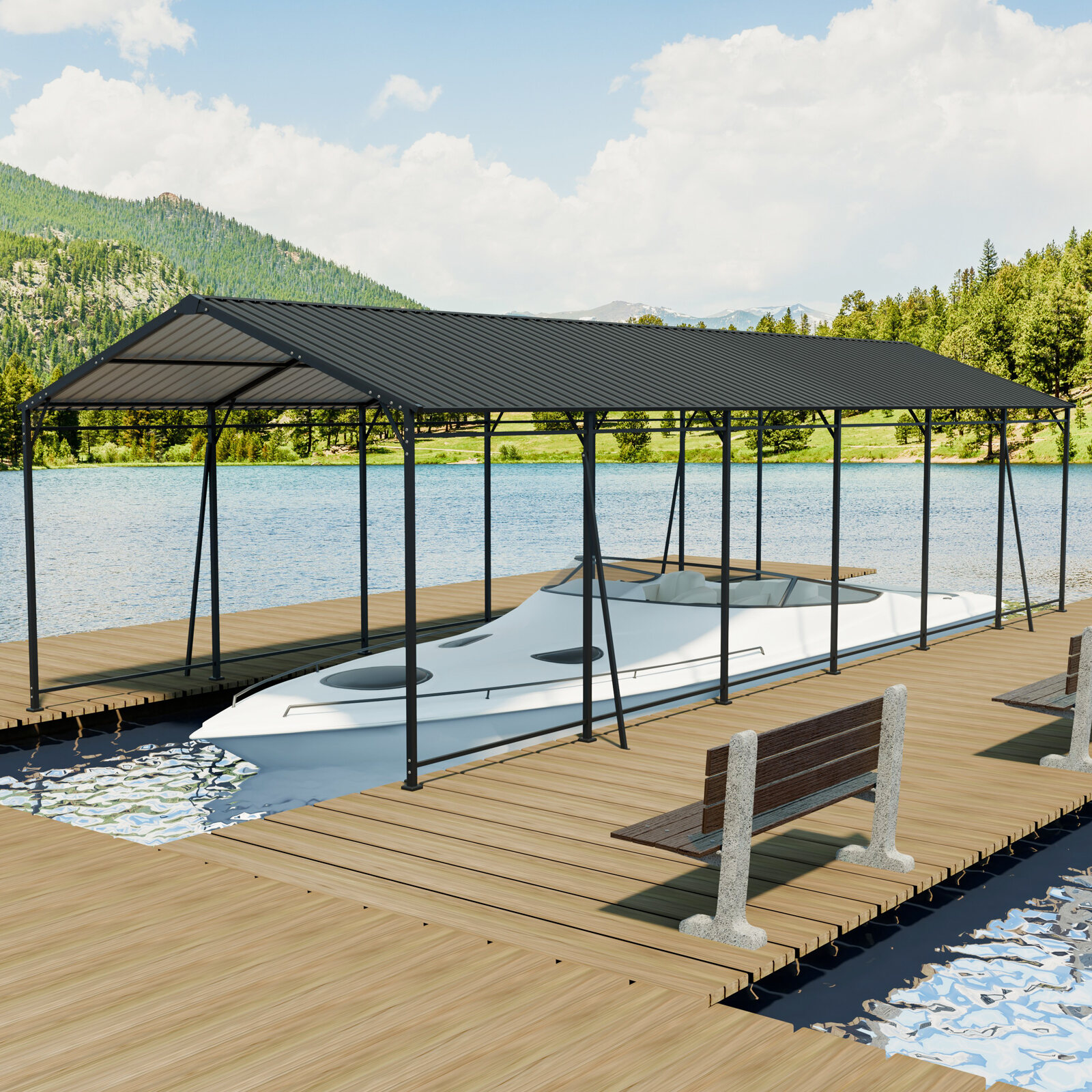 Outdoor Carports 12*32 FT Carport, Heavy Duty Carport with Galvanized ...