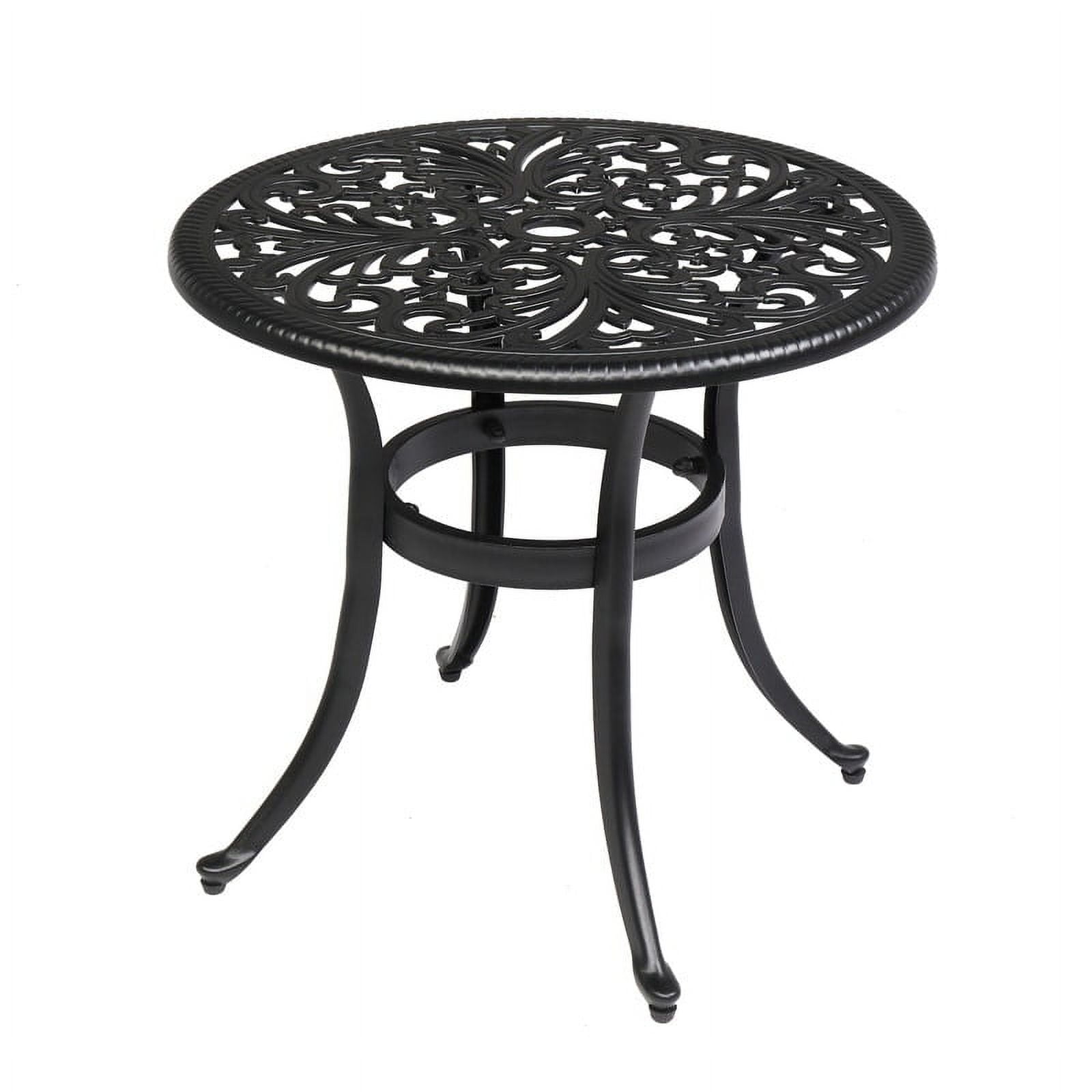 Outdoor Cast Aluminum Dining Table with Umbrella Hole Black - Walmart.com