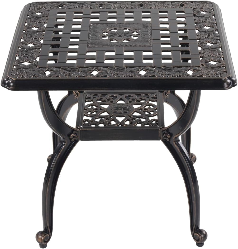 Outdoor Cast Aluminum Side Table for Patio, Backyard, Pool, Indoor Use ...