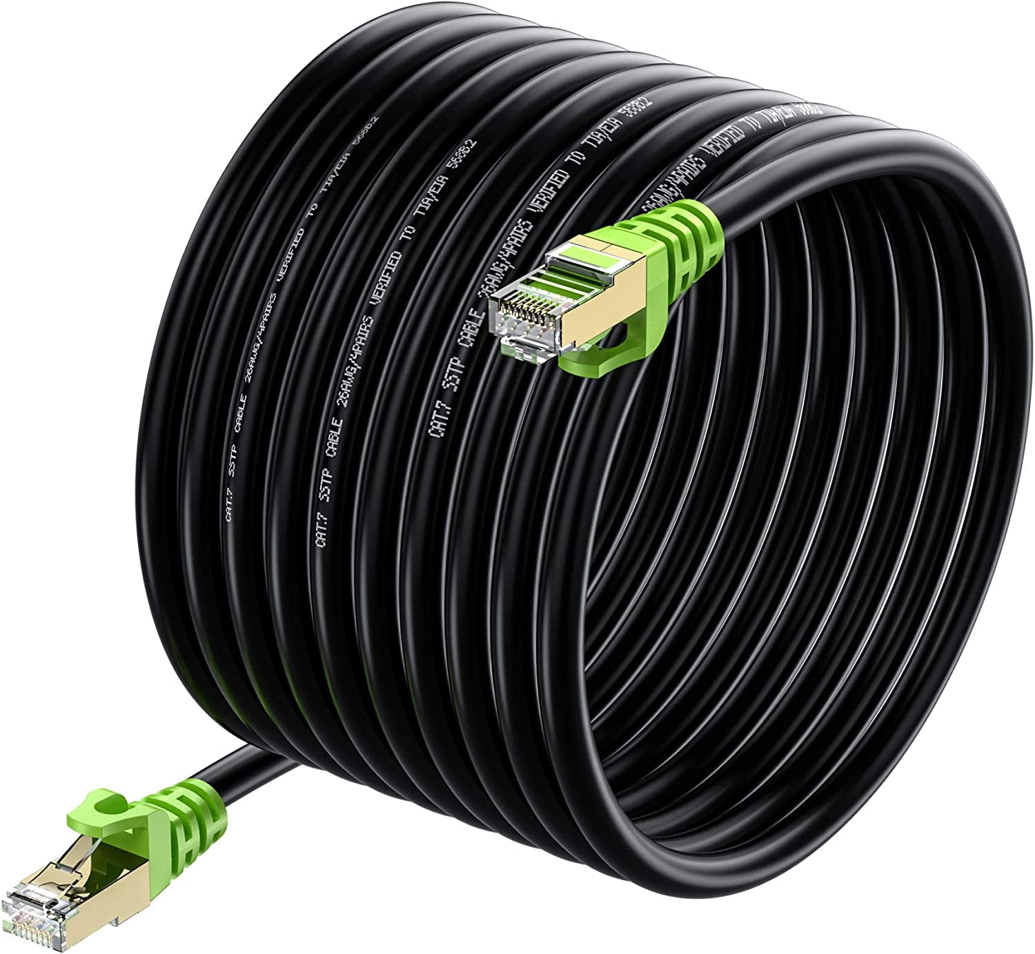 Outdoor Cat 7 Ethernet Cable 25ft, 26AWG Heavy-Duty Cat7 Networking ...
