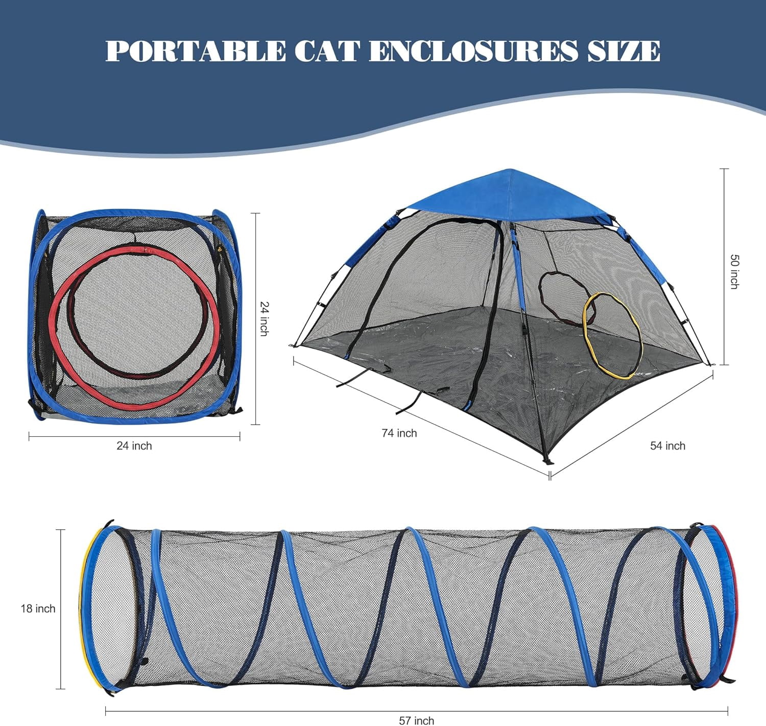 Outdoor Cat Enclosure - Portable Pet Playpen for Outside with Cat ...