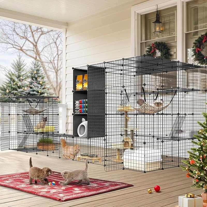 Outdoor Cat Enclosures Catio Large Cat Cage Cat House with Roof Hammock ...