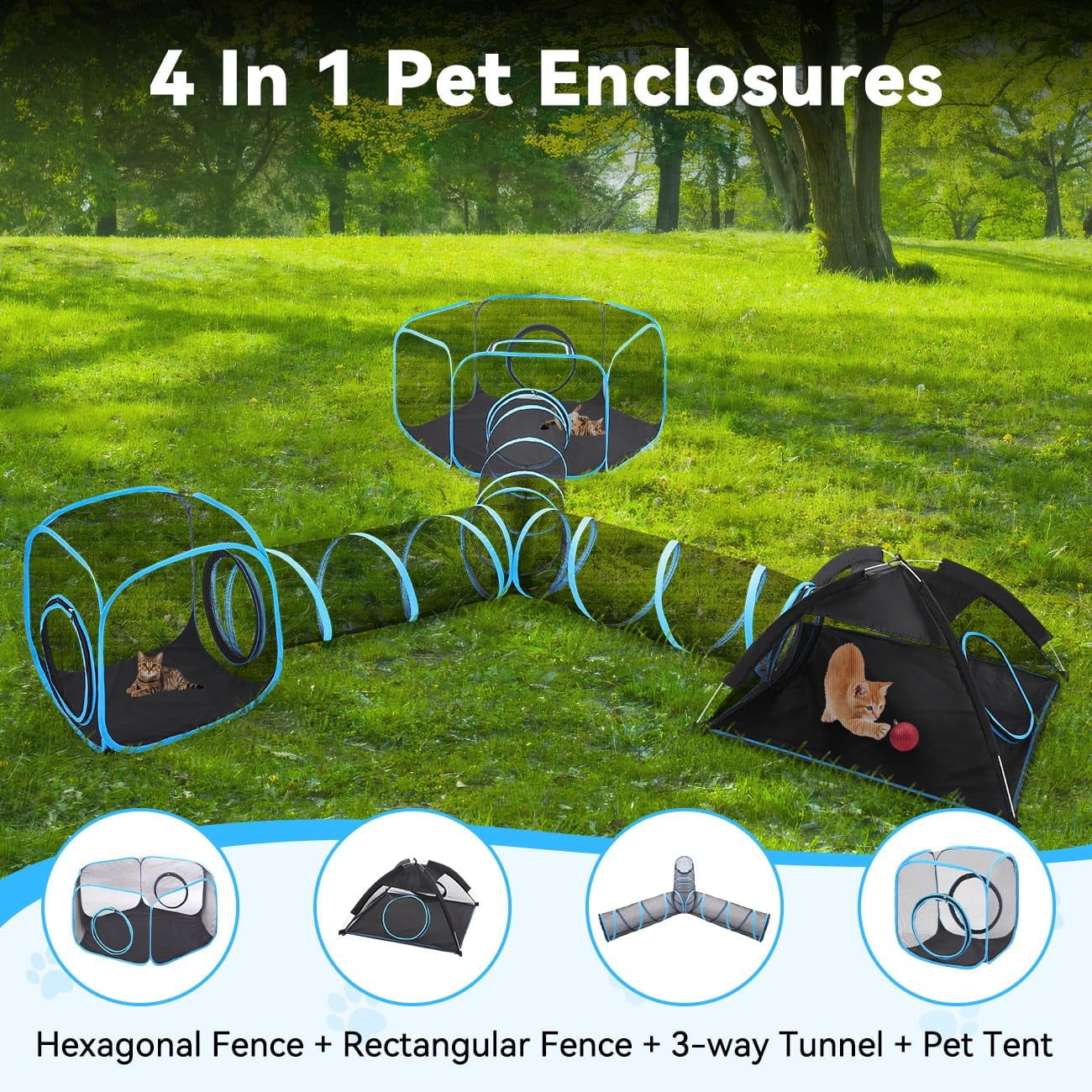 Outdoor Cat Enclosures for Cats Indoor, Patio Portable Mesh Cat Tent ...