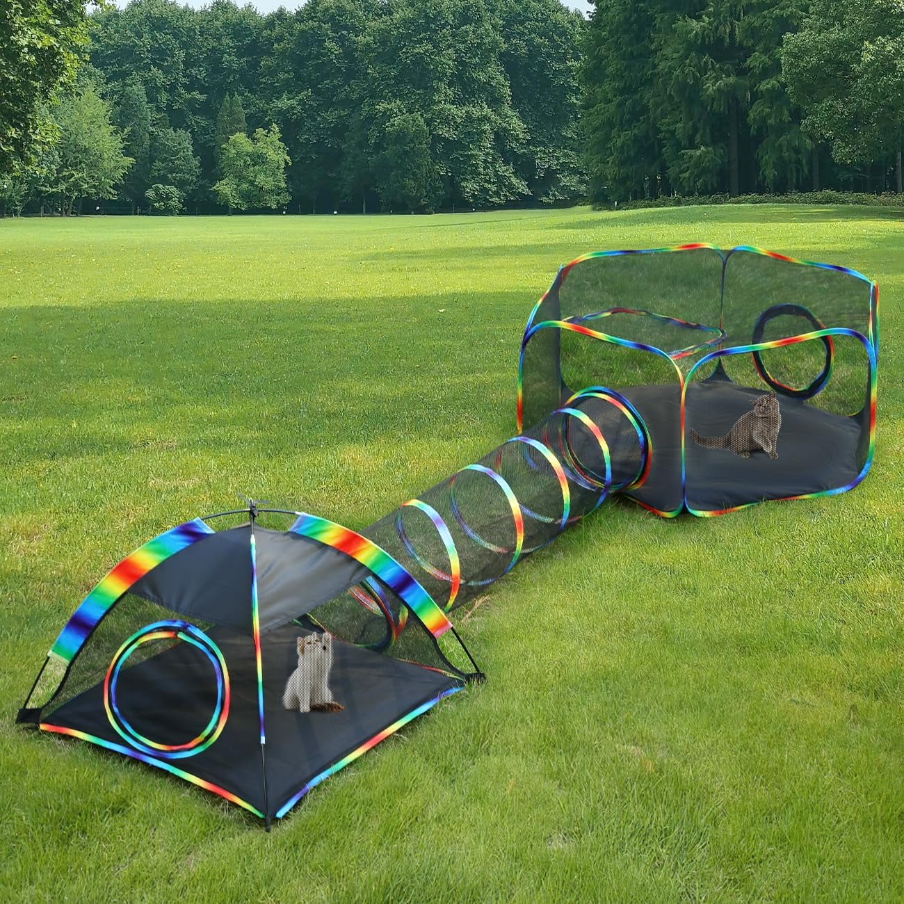 Outdoor Cat Enclosures for Cats Indoor, Patio Portable Mesh Cat Tent ...