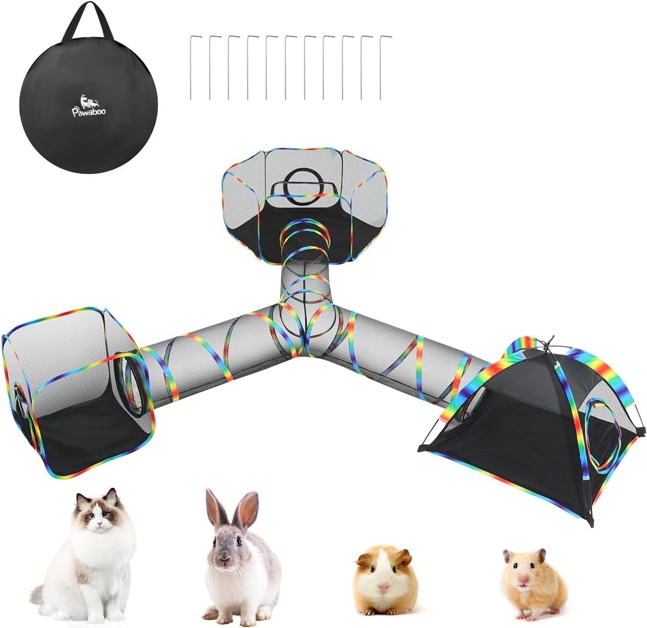 Pawaboo Outdoor Cat Enclosures,4-in-1 Patio Portable Mesh Cat Tent ...