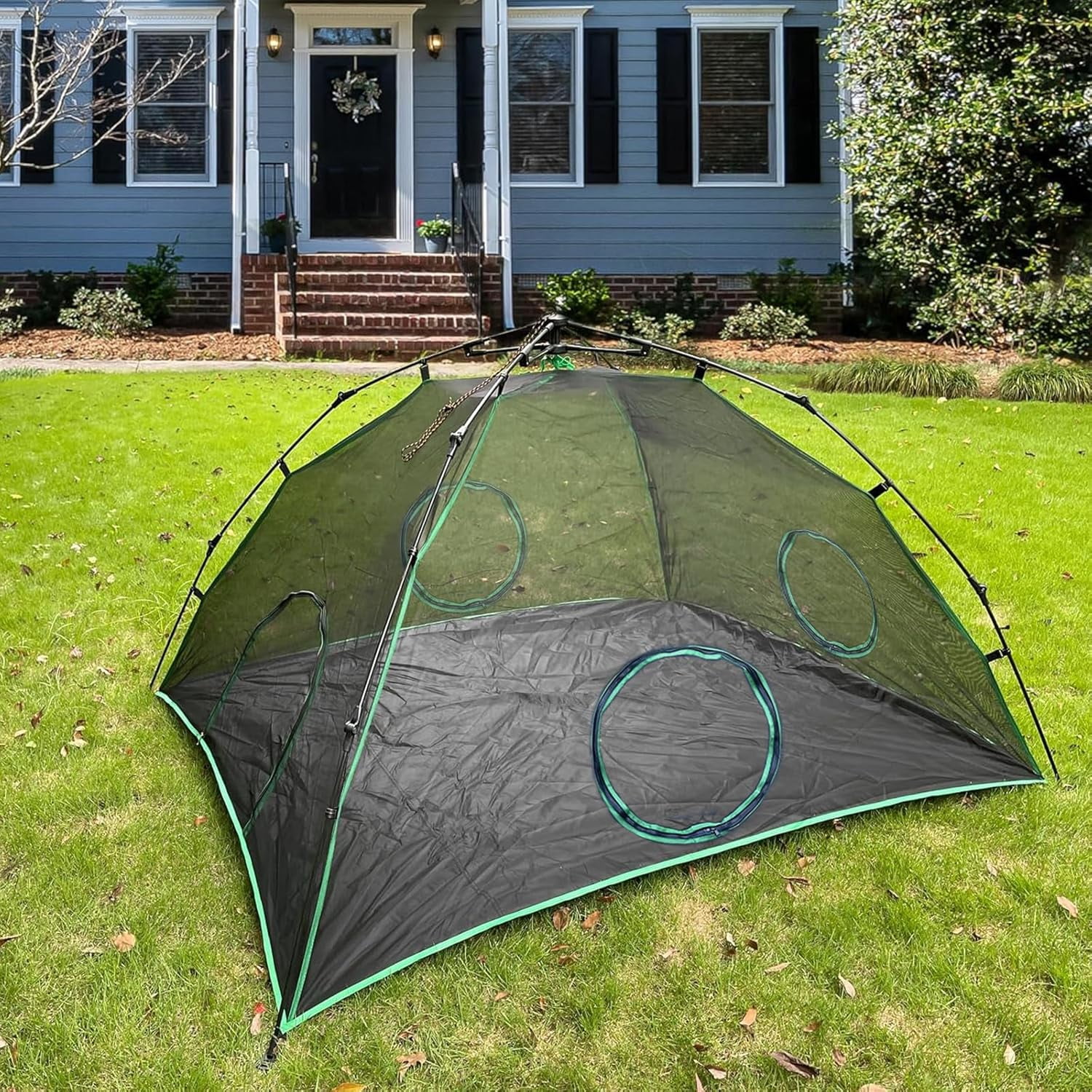 Outdoor Cat Enclosures, Dome Outdoor Cat Tent with Storage Bag, Green ...