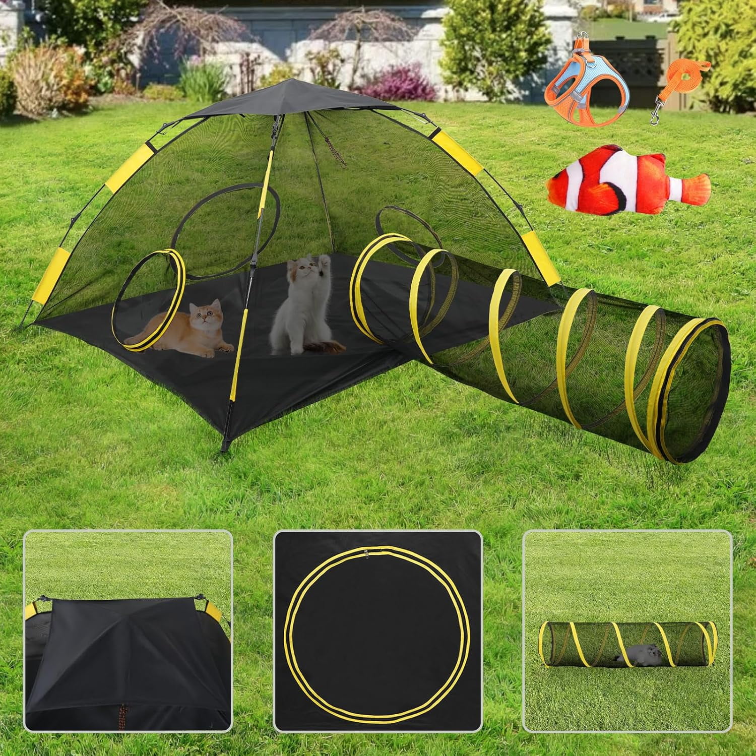 Outdoor Cat Enclosures for Indoor Cats, Outdoor Cat Tent with Tunnel ...