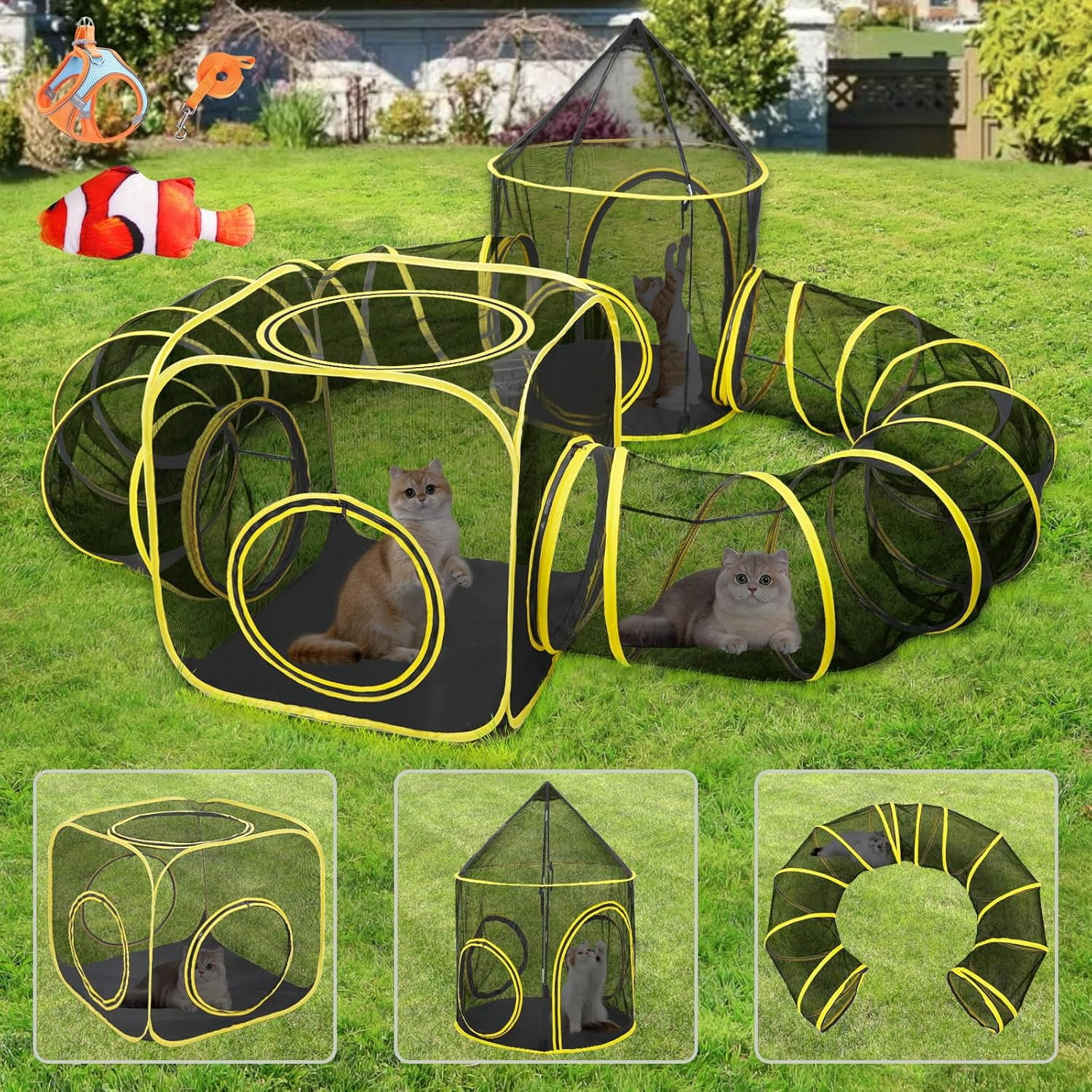 Outdoor Cat Enclosures for Indoor Cats, Outdoor Cat Tent with Tunnel ...