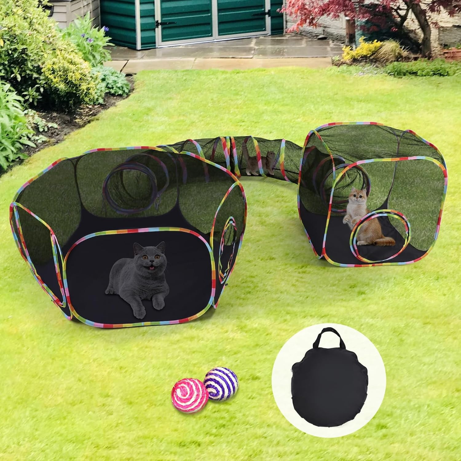 Outdoor Cat Enclosures (Upgraded), Large Cat Tunnels and Enclosure with ...
