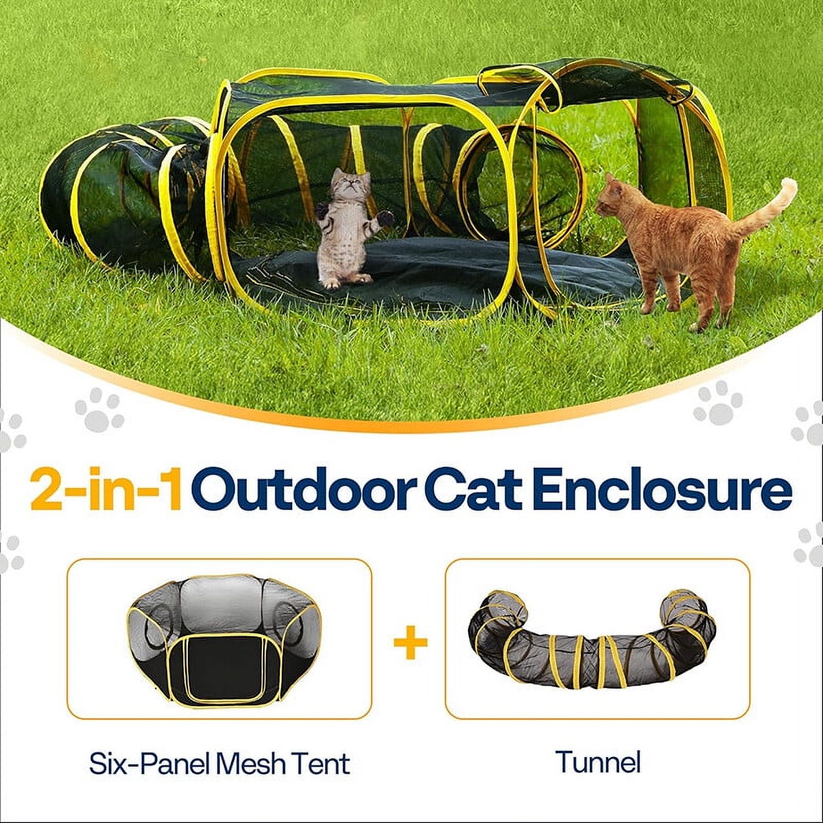 Outdoor Cat Enclosures in Portable 2-in-1 Design with Tunnel Access ...