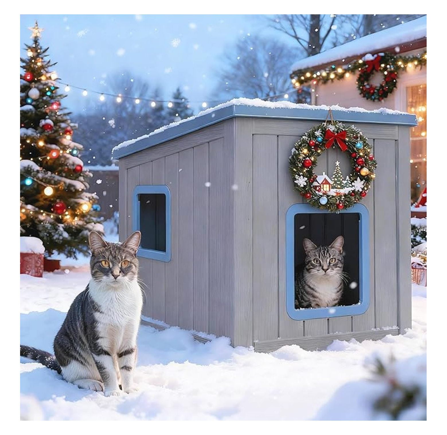 Outdoor Cat House, Cat Houses for Outdoor Indoor Cats, Clawsable Cat ...