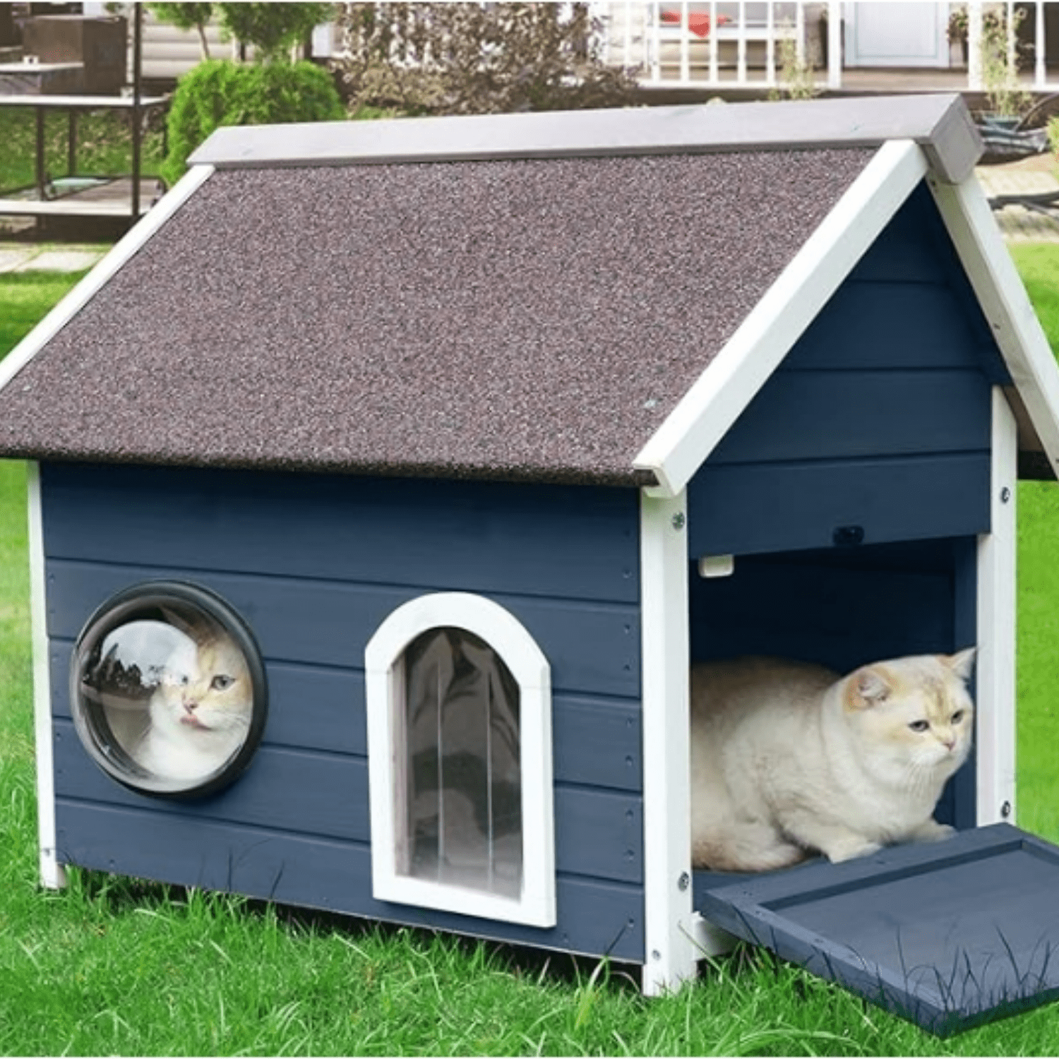 Outdoor Cat House, Feral Cat House Outdoor Weatherproof with Escape ...