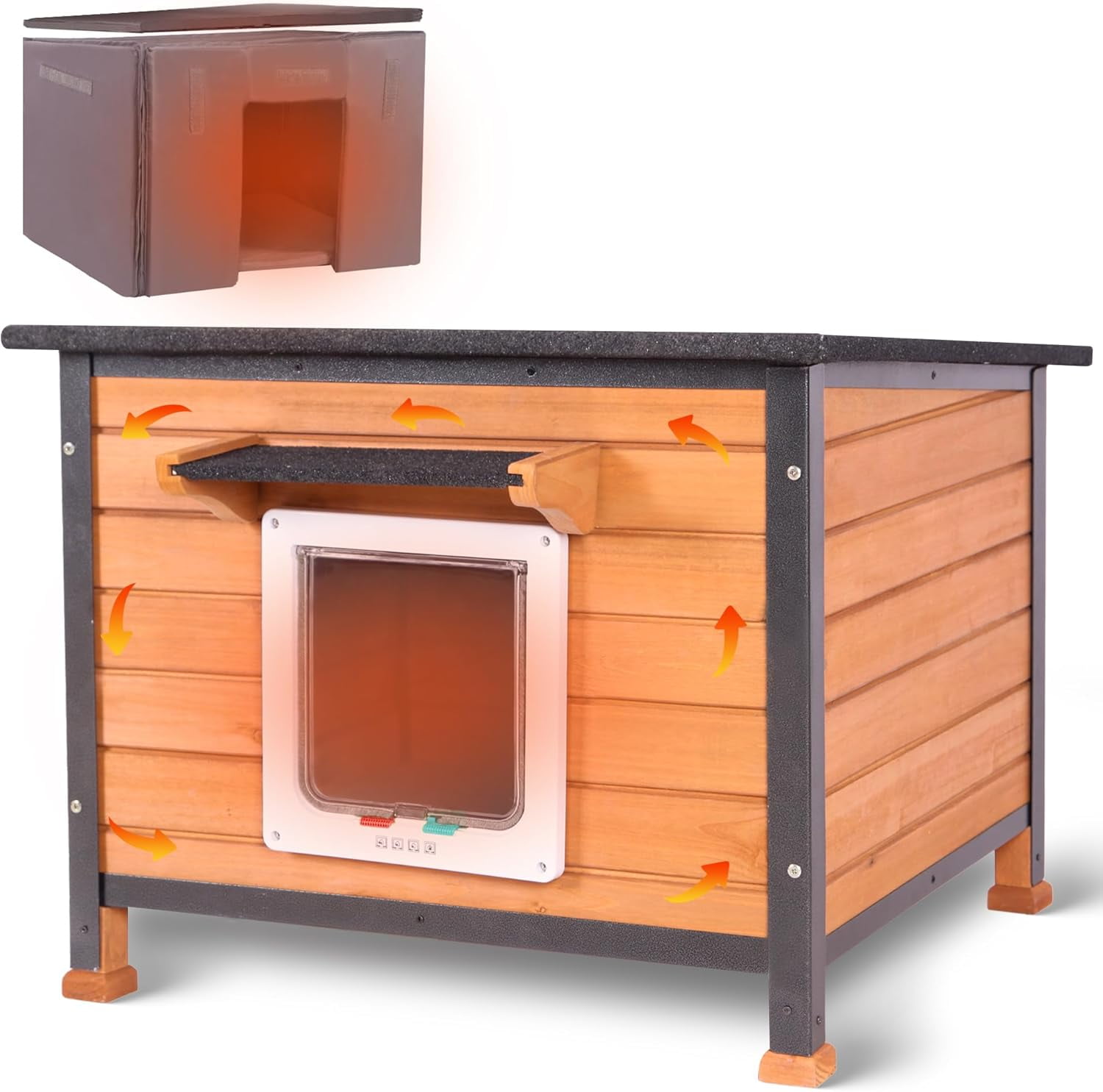 Outdoor Cat House, Feral Cat Houses Waterproof of All-Around Iron Frame ...