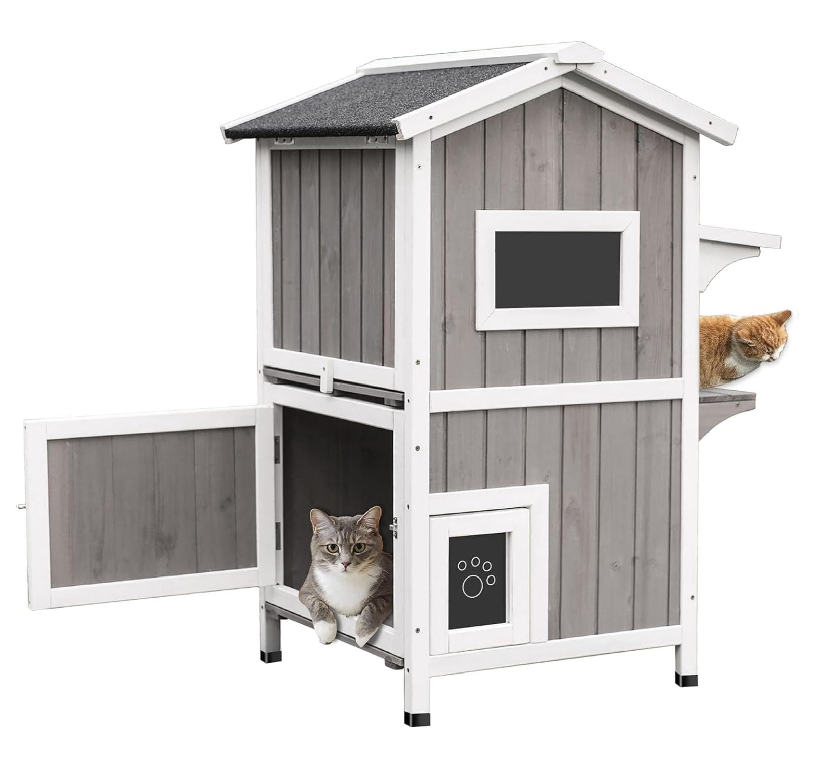 Outdoor Cat House for Feral Cats 2 Story Cat Shelter Outdoor ...