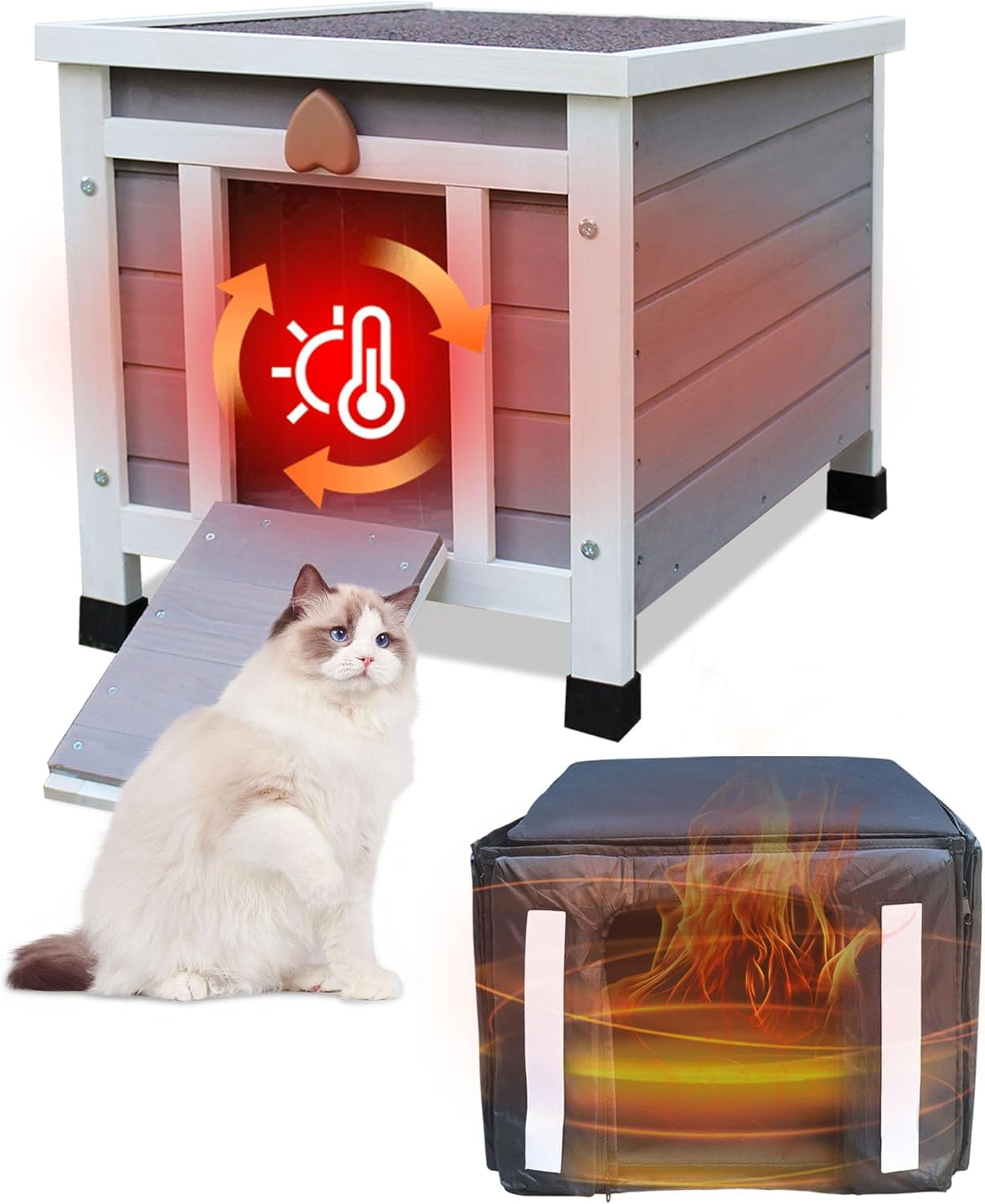 Outdoor Cat House, Insulated Outdoor Cat House with Warm Liner for ...