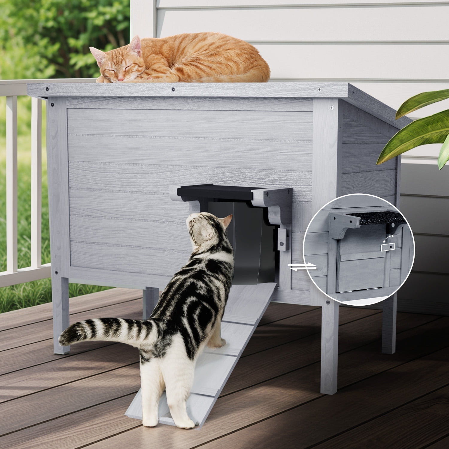 Outdoor Cat House Insulated for Multiple Cats, Weatherproof Large ...
