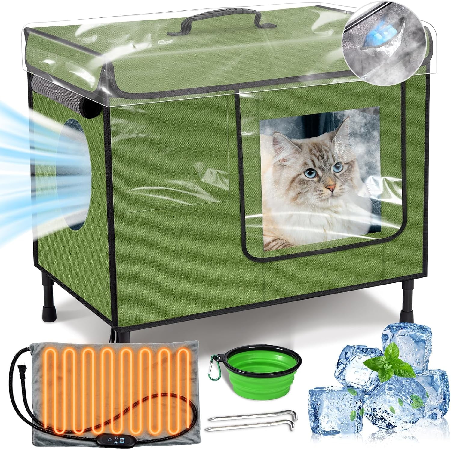 Outdoor Cat House Summer - Shelter for Outside Cooling Feral Pet ...