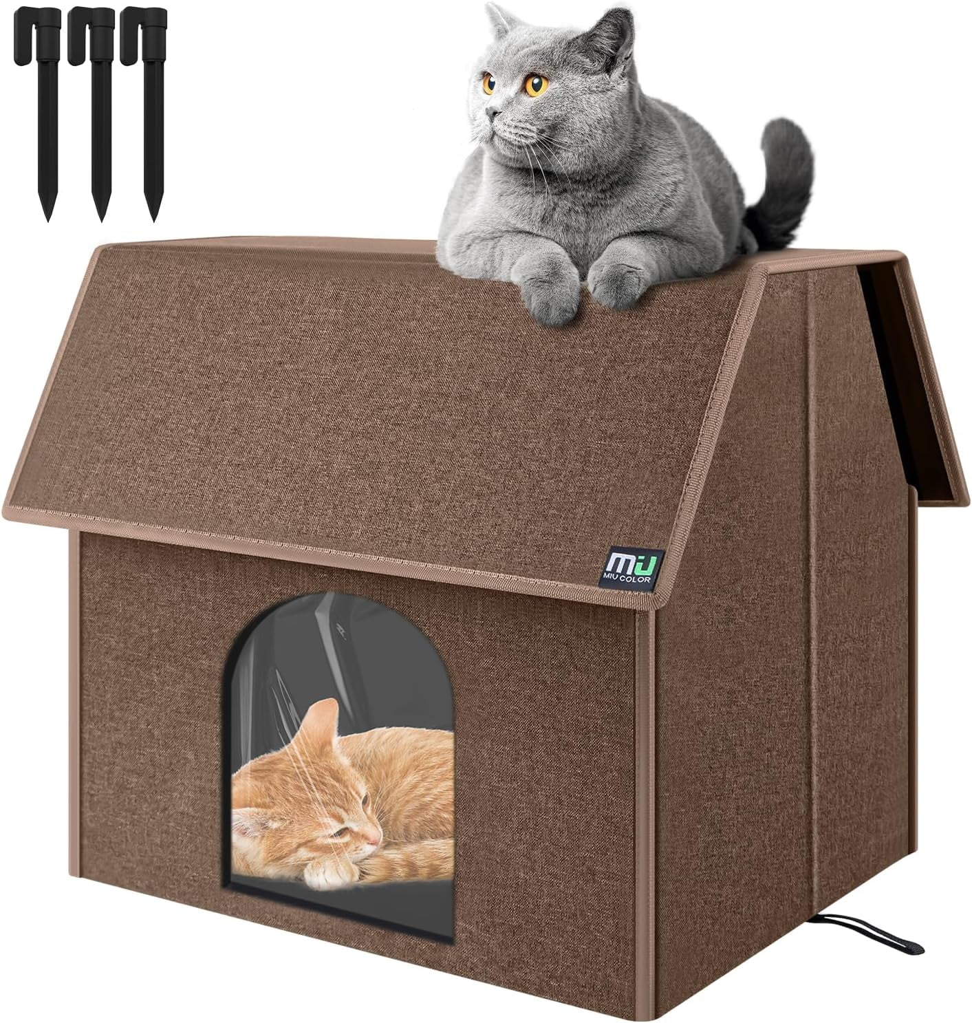 Outdoor Cat House, Upgraded Large Weatherproof Cat Houses for Outdoor ...