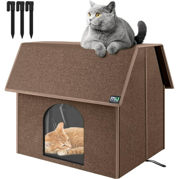 Outdoor Cat House, Upgraded Large Weatherproof Cat Houses for Outdoor ...