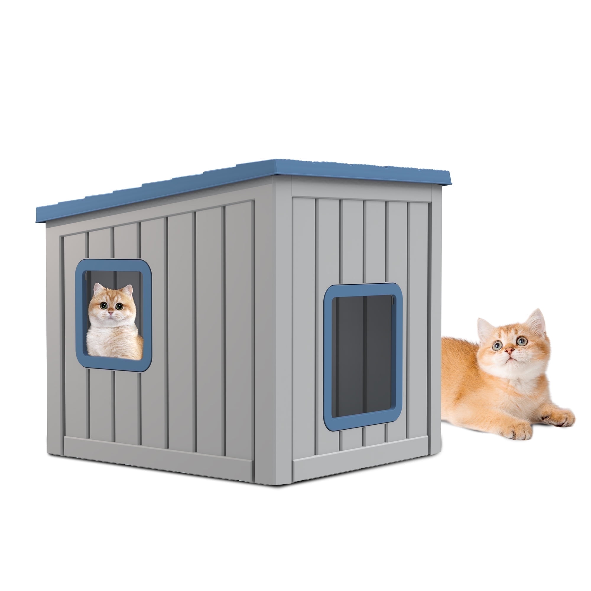 EasyUp Outdoor Cat House Waterproof Resin Shelter for Feral Cats ...