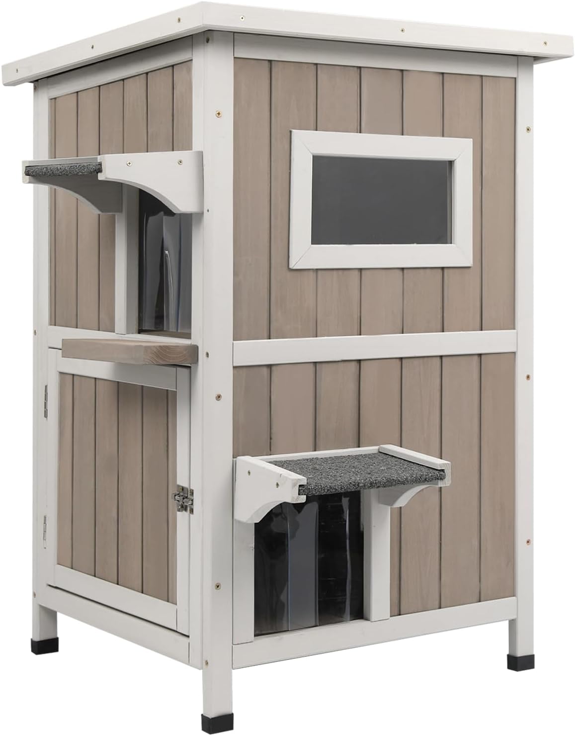 Outdoor Cat House Weatherproof 2-Story Feral Cat Shelter for Outdoor ...