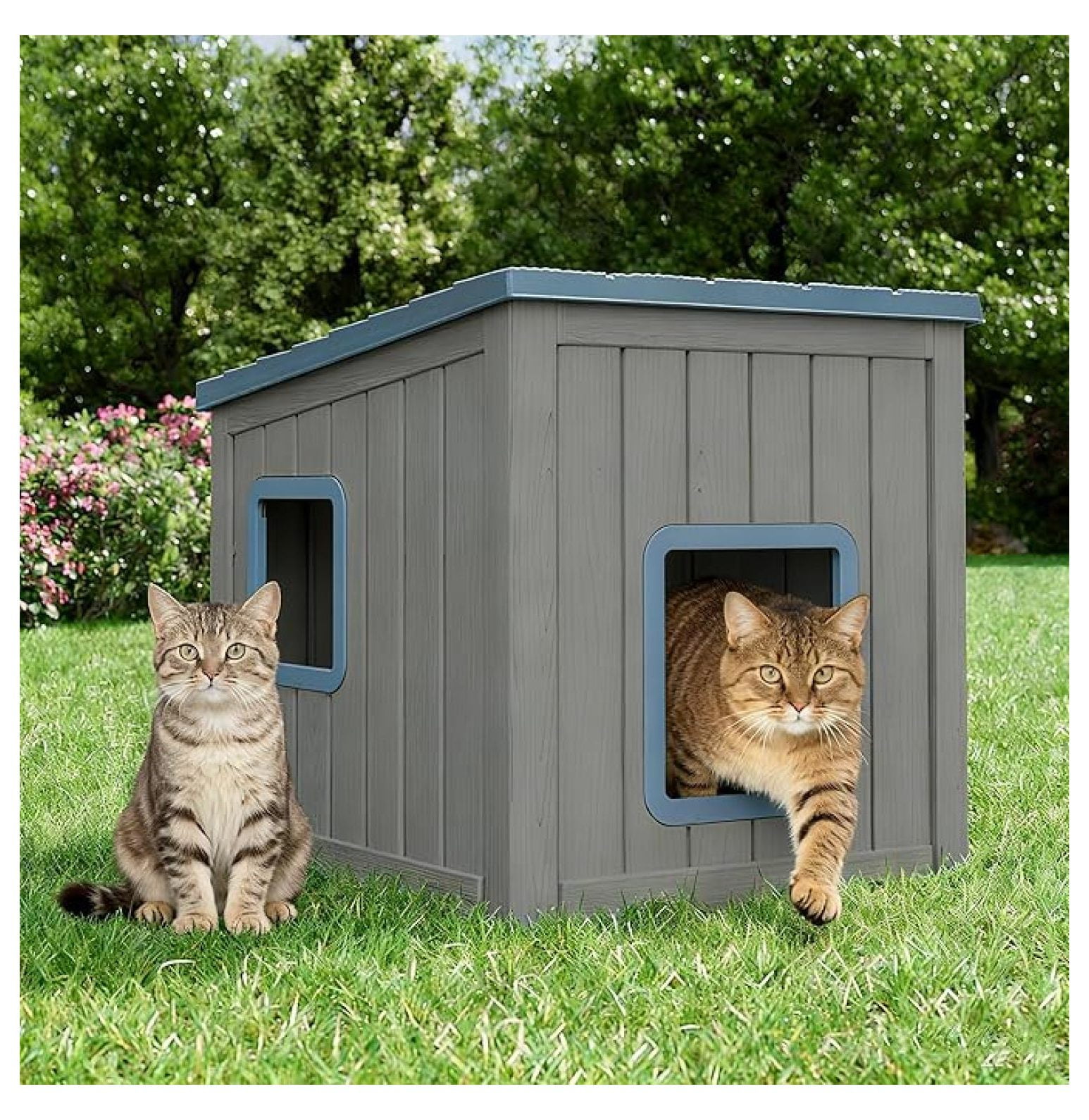 Outdoor Cat House Weatherproof, Durable Resin Cat Houses for Outdoor Cats, Insulated Feral Cat ...
