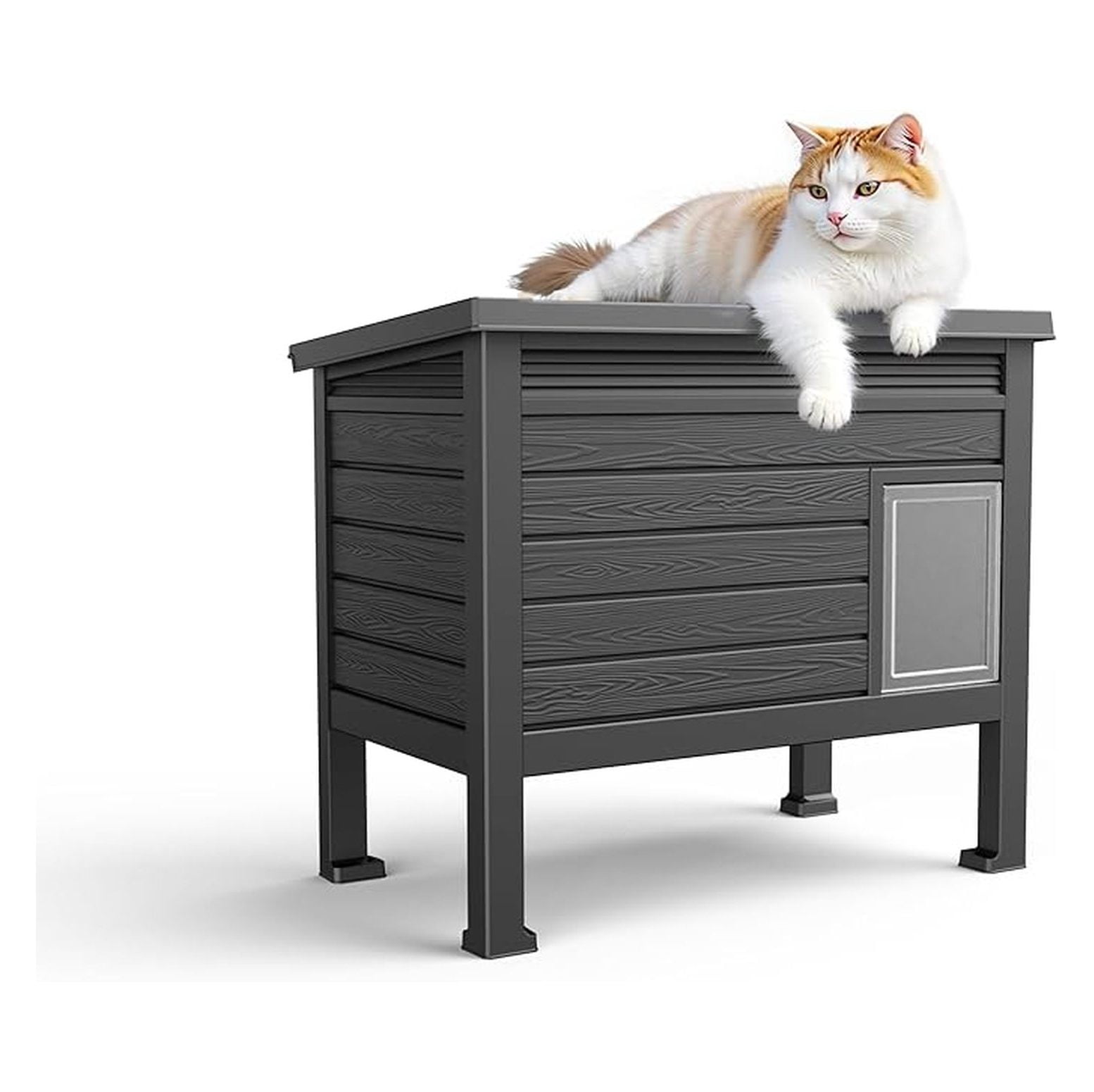 Outdoor Cat House, Weatherproof Feral Cat Shelter - Elevated Floor ...