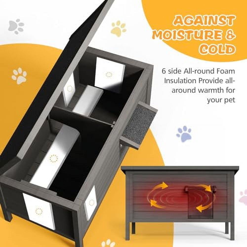 Outdoor Cat House for Winter Feral Cat House Waterproof All-Round Foam ...