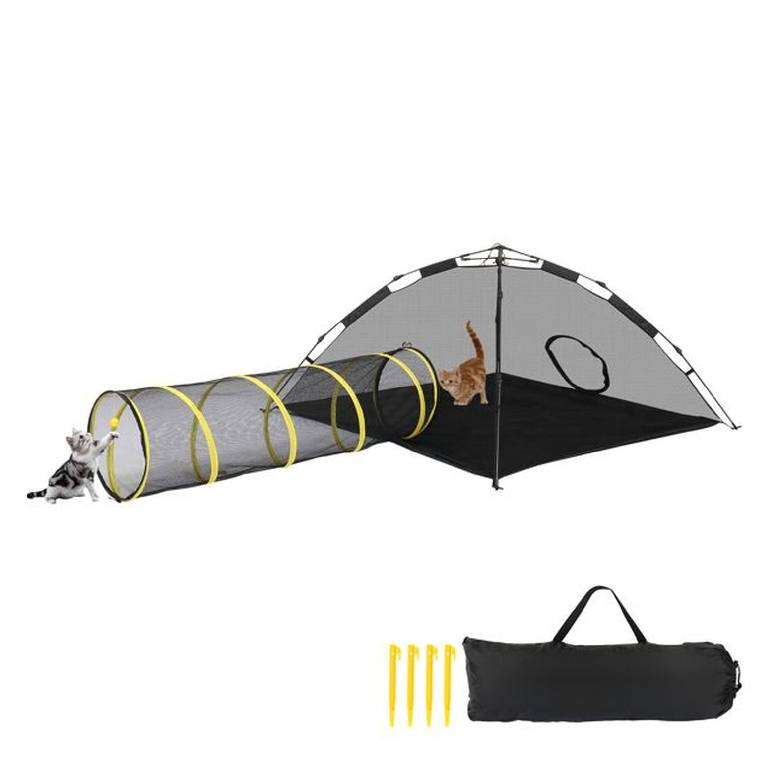 Outdoor Cat Play Tent with Tunnel, Portable Cat Playhouse for Indoor ...