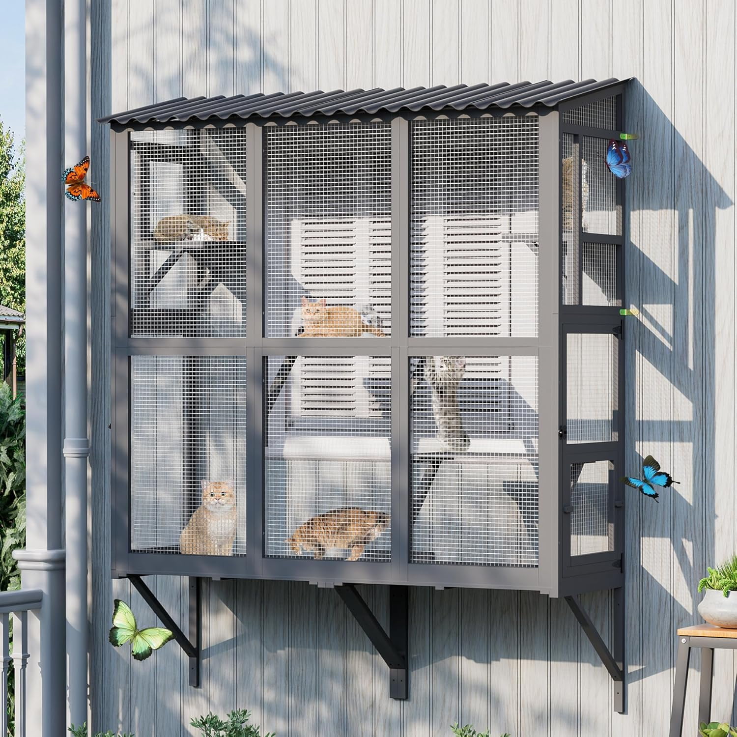 Outdoor Cat Window Perch, Catio Cat Enclosure Window Box Access with ...
