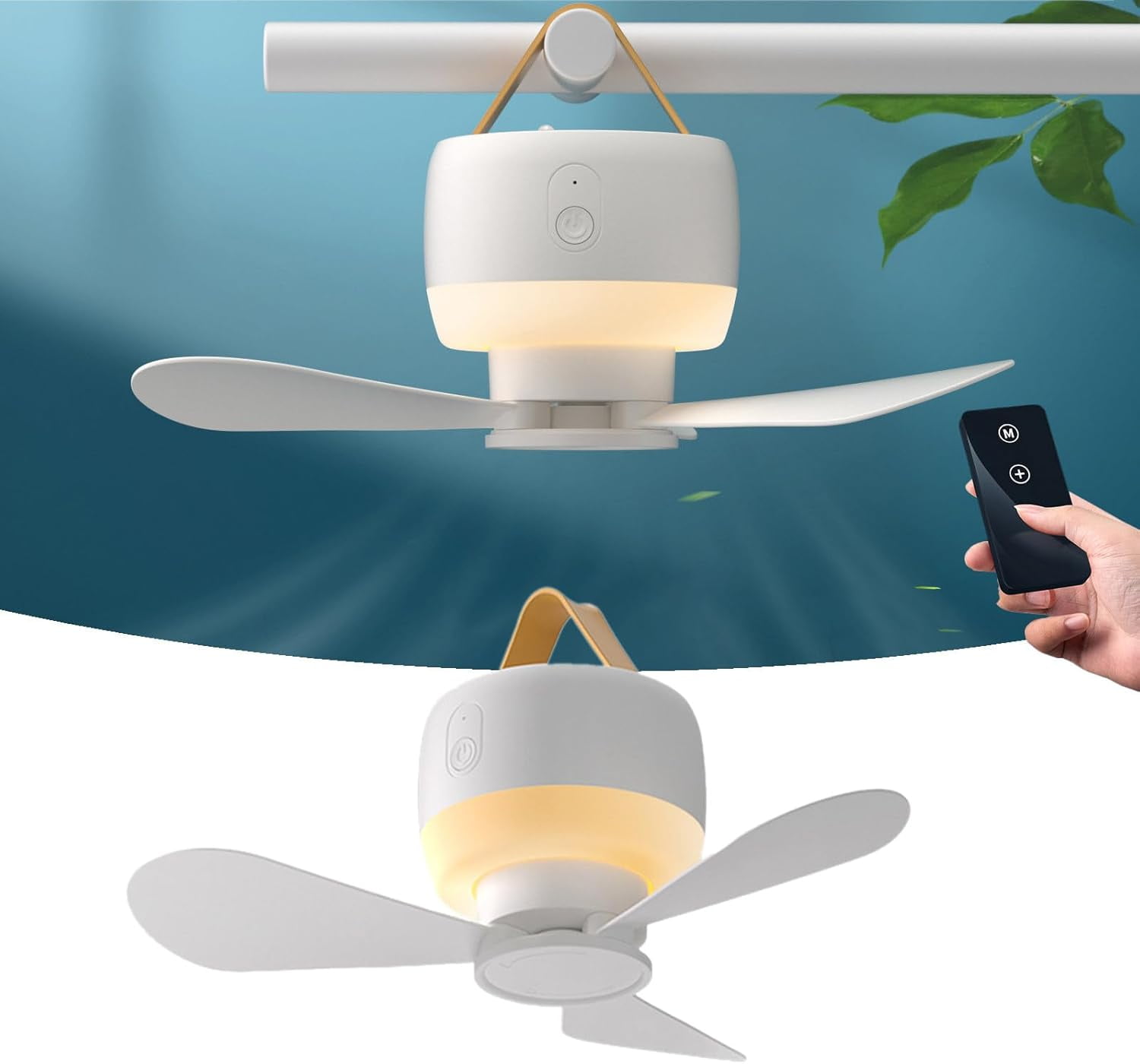 Outdoor Ceiling Fan with Lights, Camping Fan 8000mAh Battery Operated ...