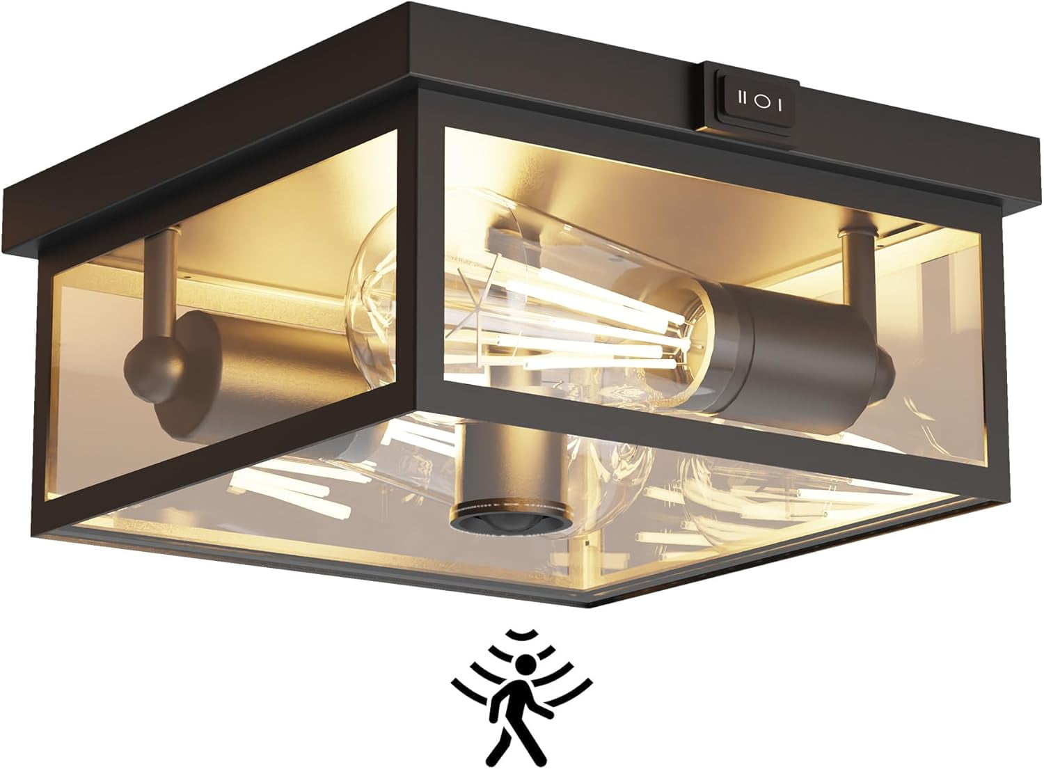 Outdoor Ceiling Light with Motion Sensor, Flush Mount Porch Ceiling ...