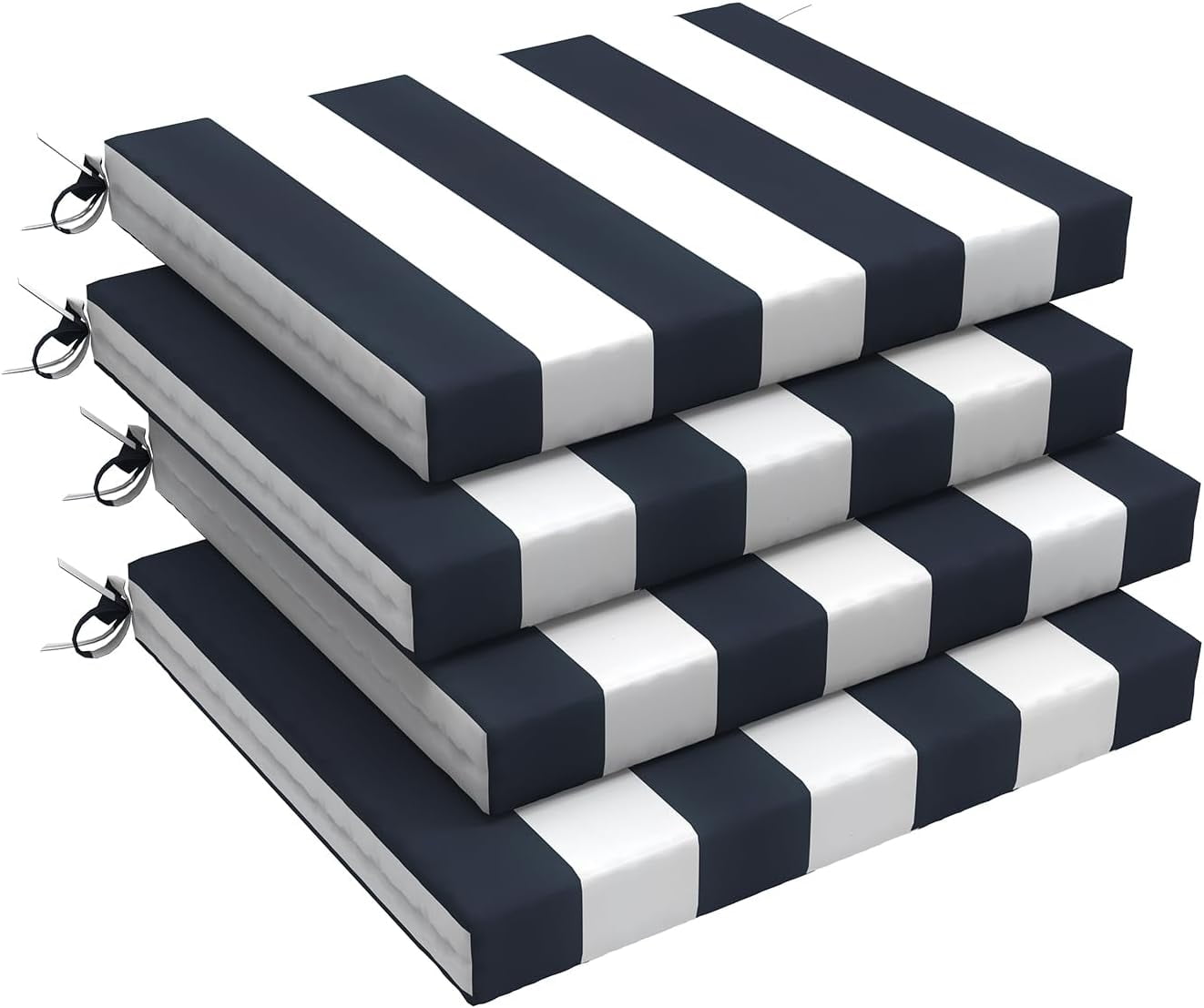 Outdoor Chair Cushions 18.5"x16"x2" Pack of 4, Water-Repellent Square Corner Memory Foam Seat ...