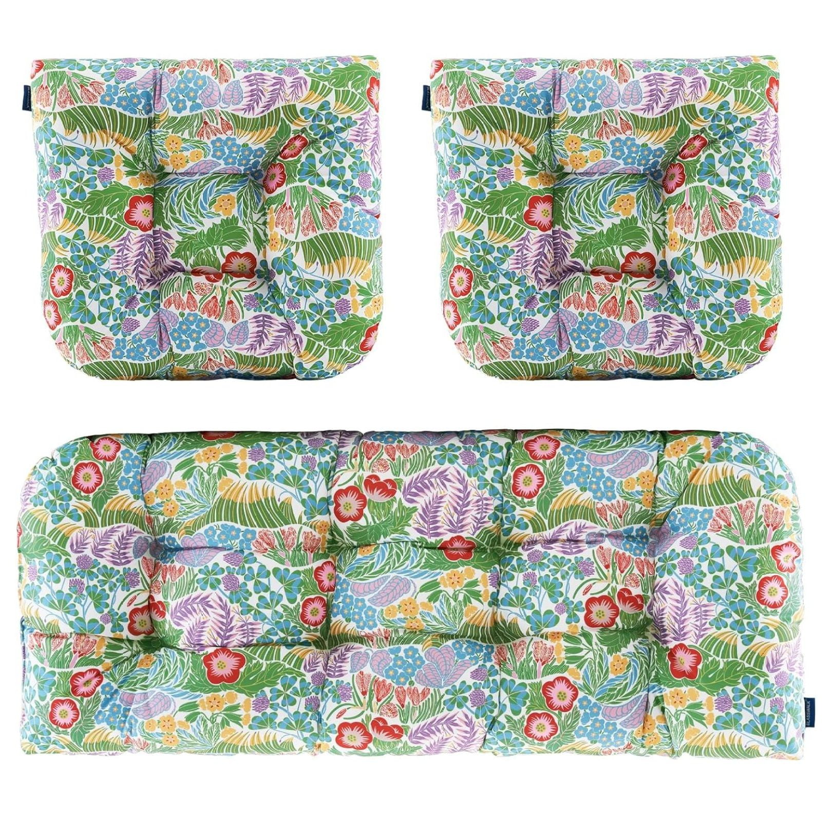 Outdoor Chair Cushions,3 Piece Loveseat Outdoor Cushions Set,Tufted ...