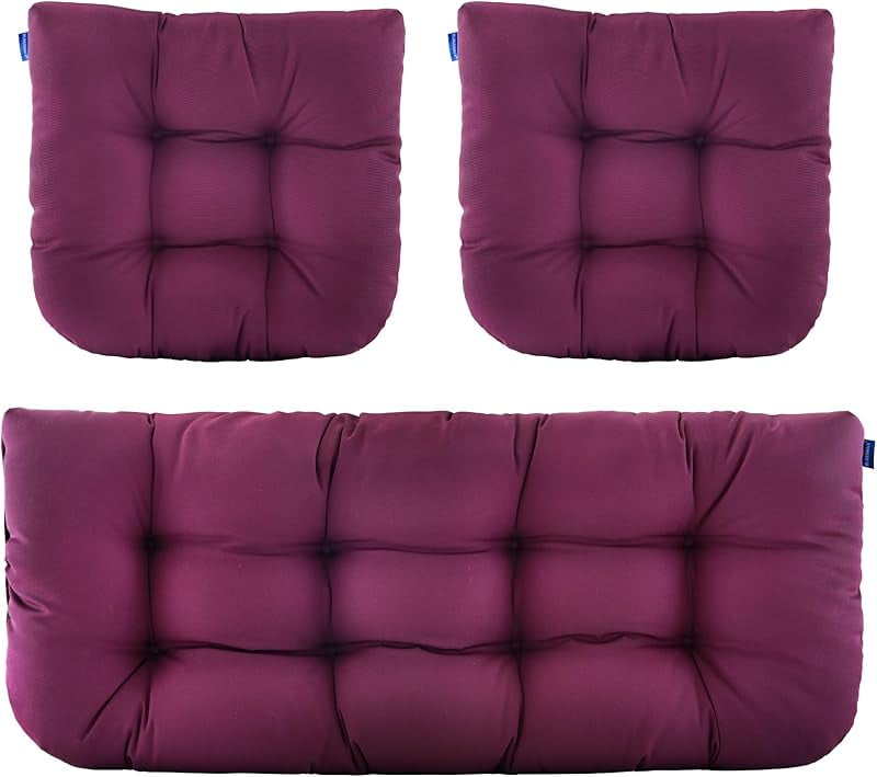 Outdoor Chair Cushions,3 Piece Loveseat Outdoor Cushions Set,Tufted ...