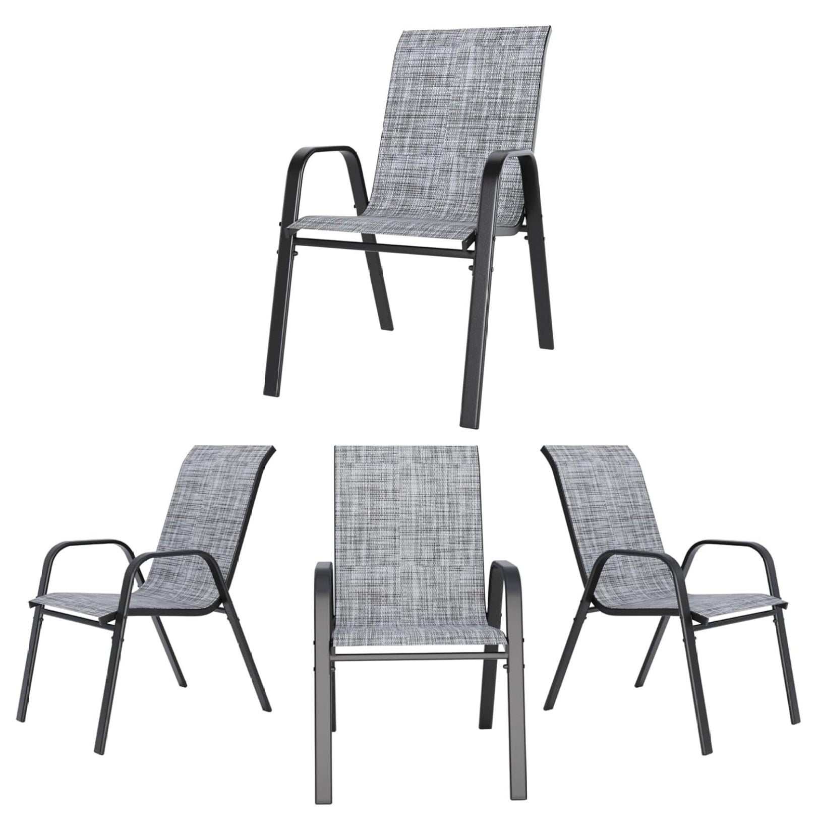 Outdoor Chairs Set of 4 Stackable Patio Dining Chairs All-Weather ...