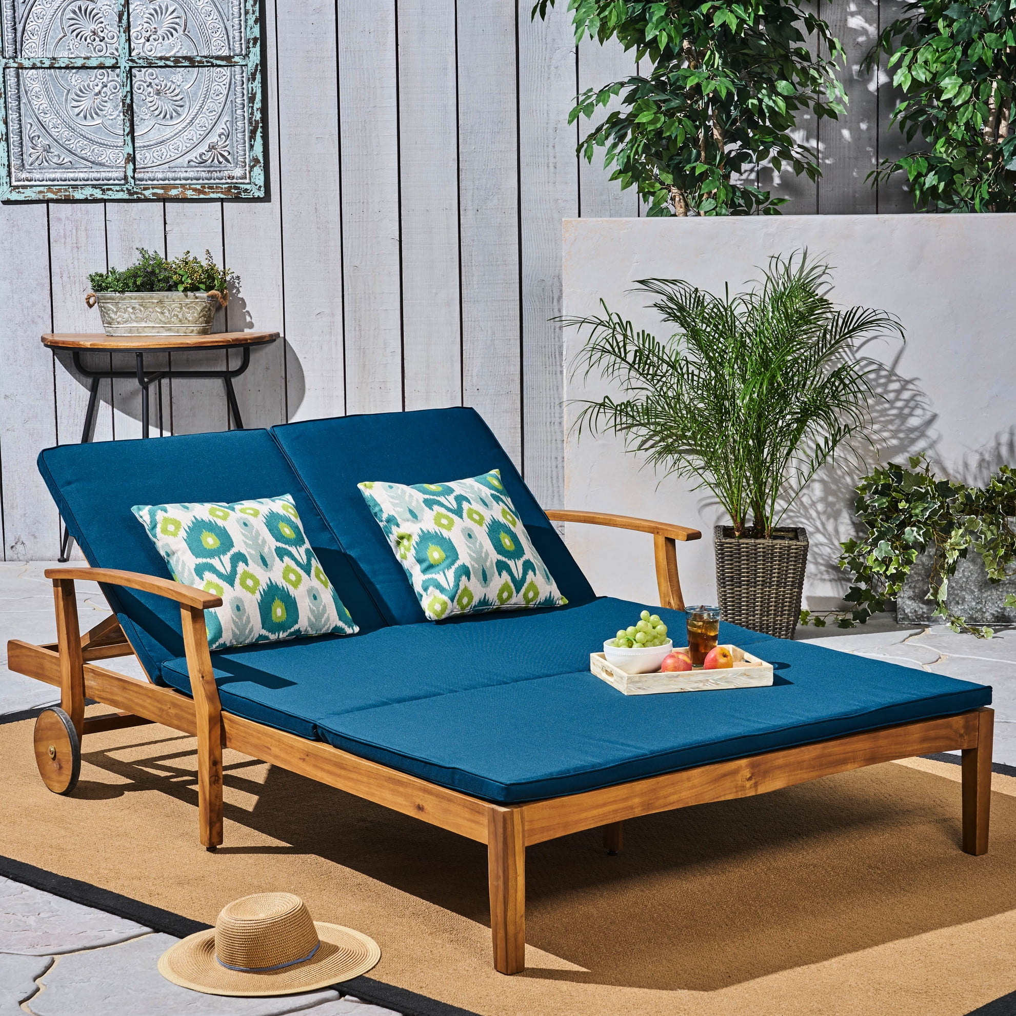 Outdoor Chaise - Fully Adjustable & Relaxing Double Poolside Lounge ...