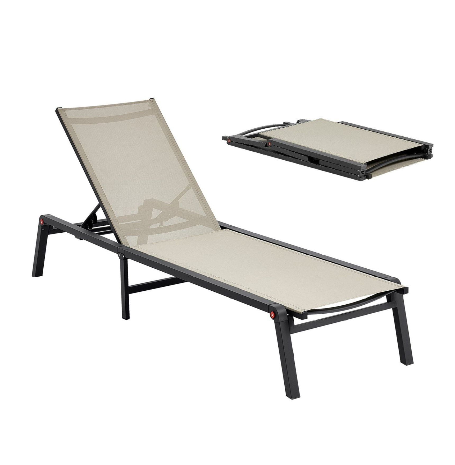 Outdoor Chaise Lounge Chair, 400 lbs Weight Capacity, Foldable Sun ...
