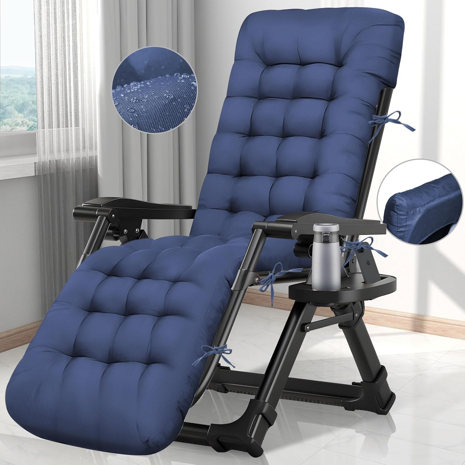 Outdoor Chaise Lounge Chair Cushion Waterproof 66 x 21 x 4 Inches Indoor Outdoor Memory Foam ...