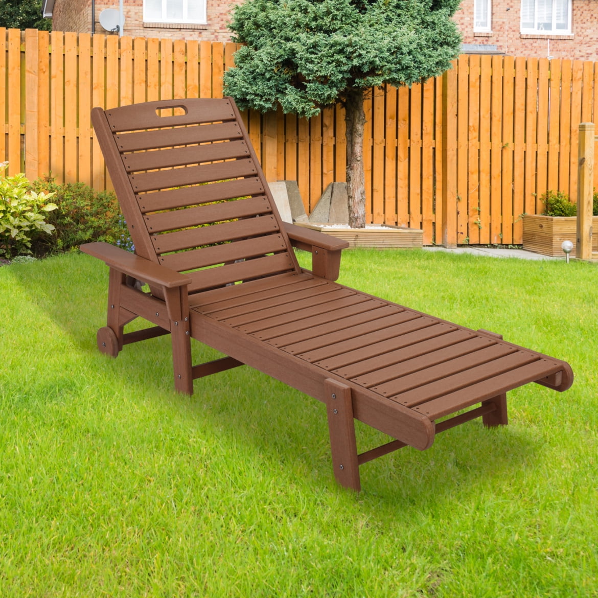 Outdoor Chaise Lounge Chair, HDPE Lightweight Patio Lounge Recliner ...