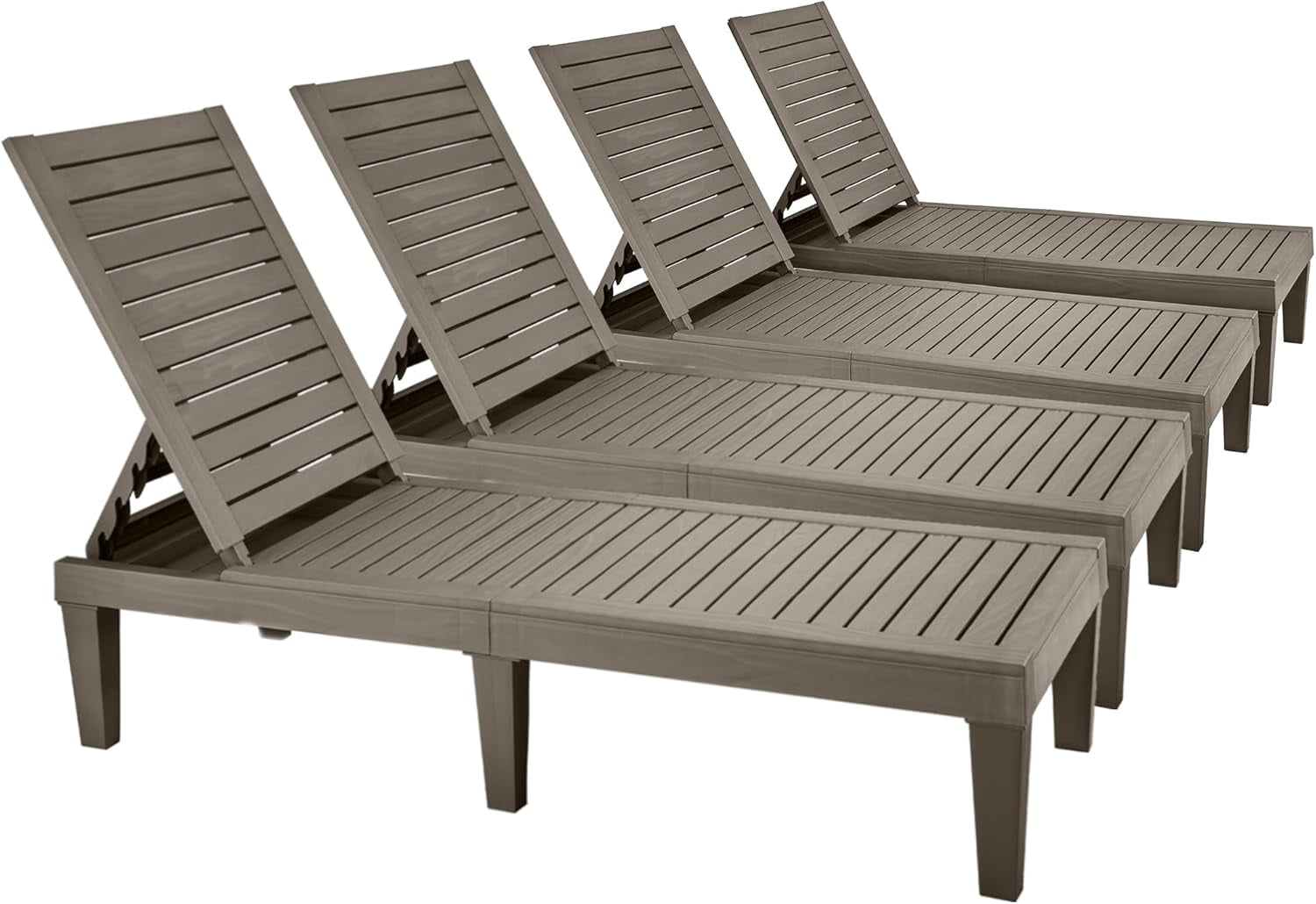 Outdoor Chaise Lounge Chair Plastic Pool Chaise Lounge with Cushions ...