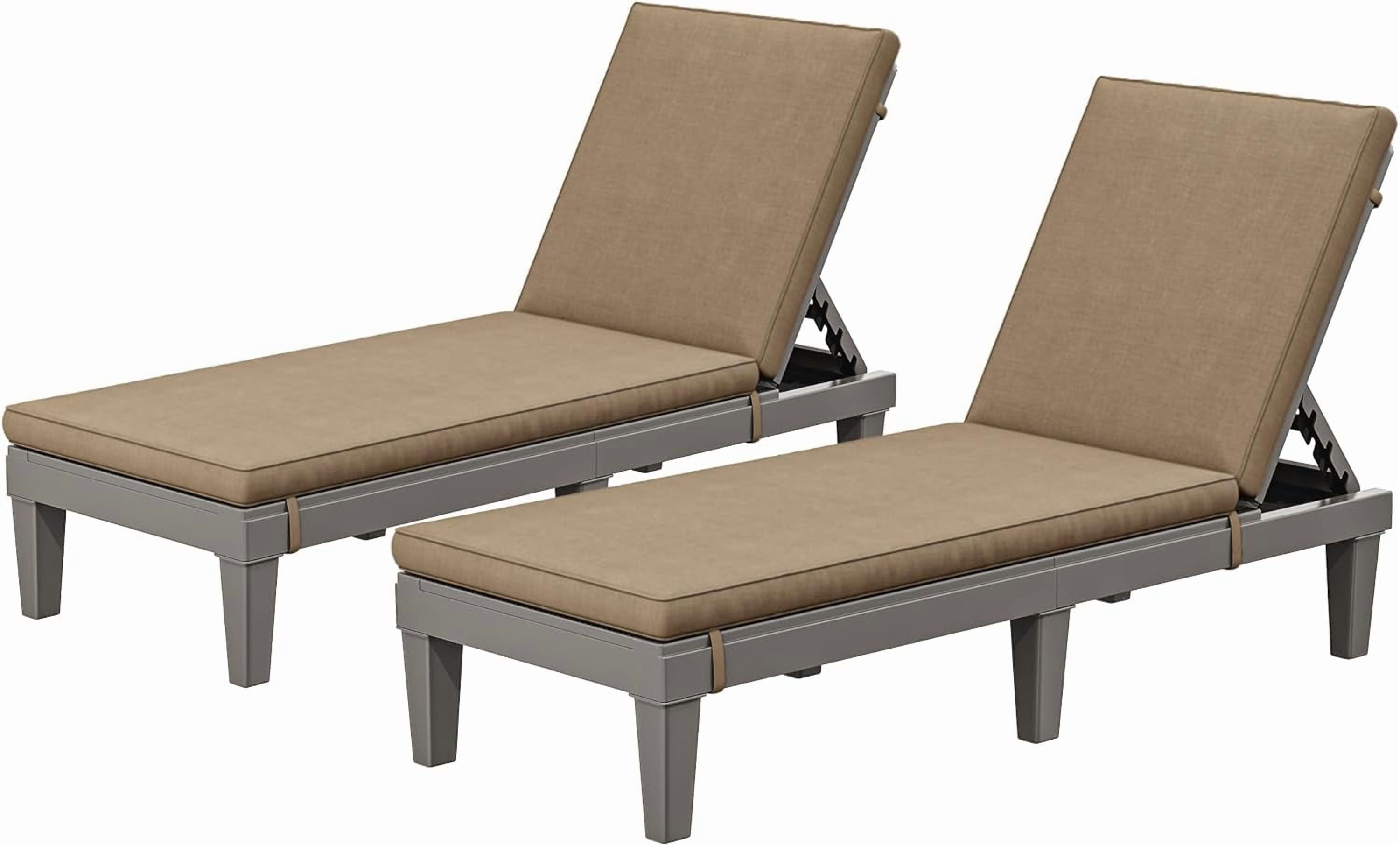 Outdoor Chaise Lounge Chair Plastic Pool Chaise Lounge with Cushions ...