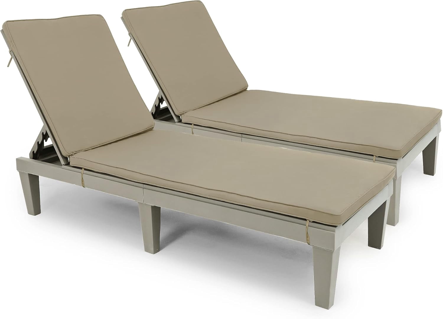 Outdoor Chaise Lounge Chair Plastic Pool Chaise Lounge with Cushions ...