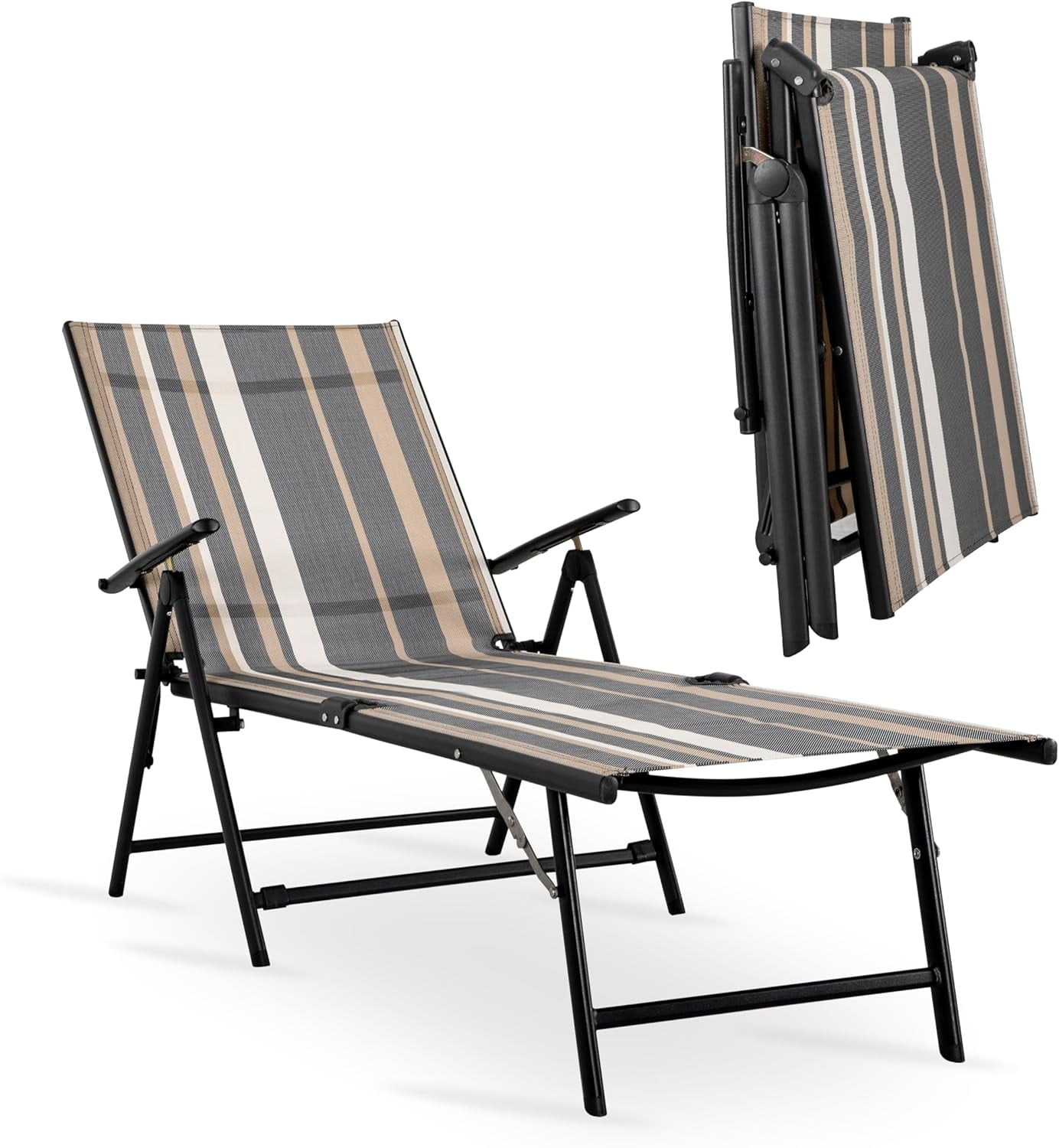 Outdoor Chaise Lounge Chair, Portable Adjustable Lounge Chair for ...