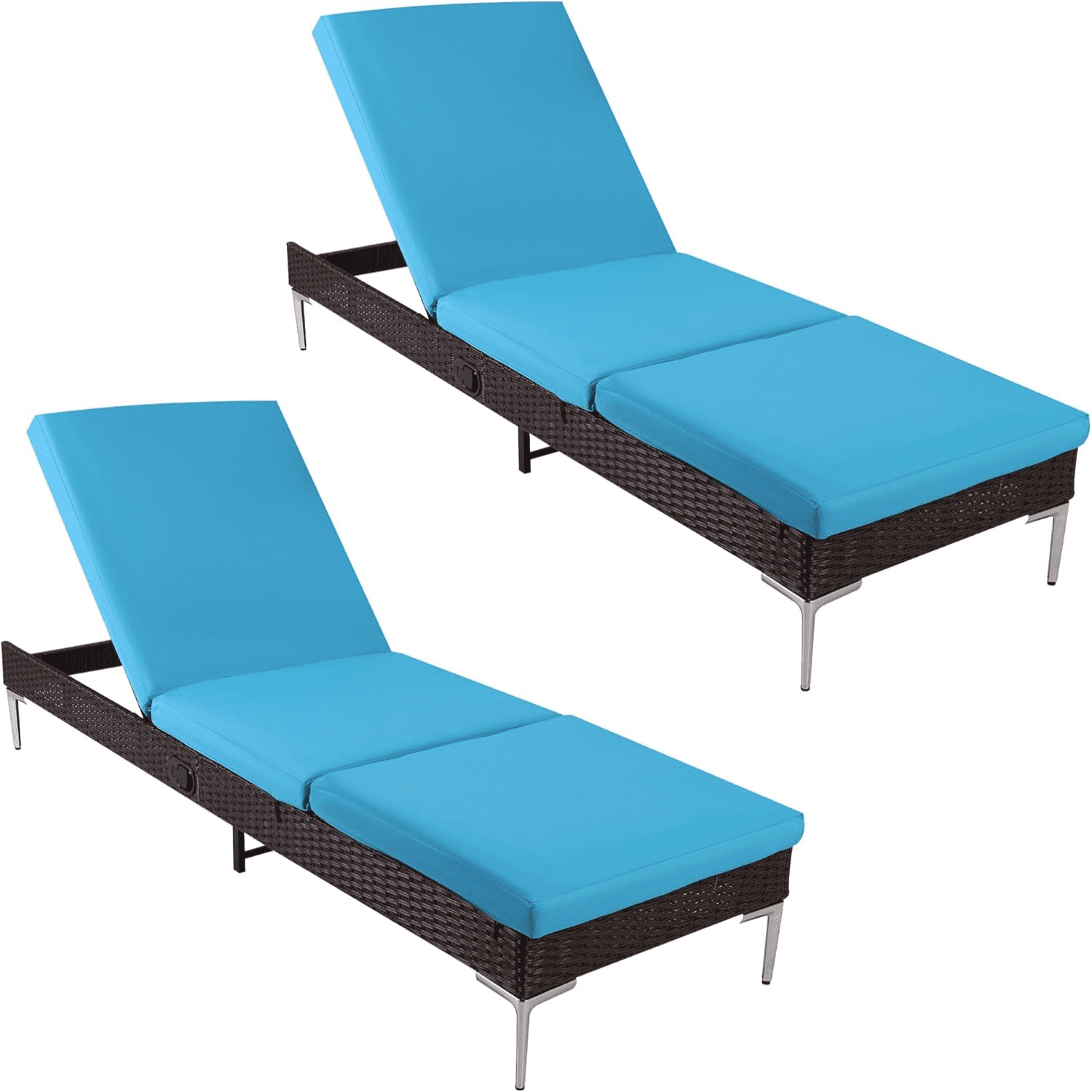 Outdoor Chaise Lounge Chair Wicker Lounge Chair with Pneumatic ...