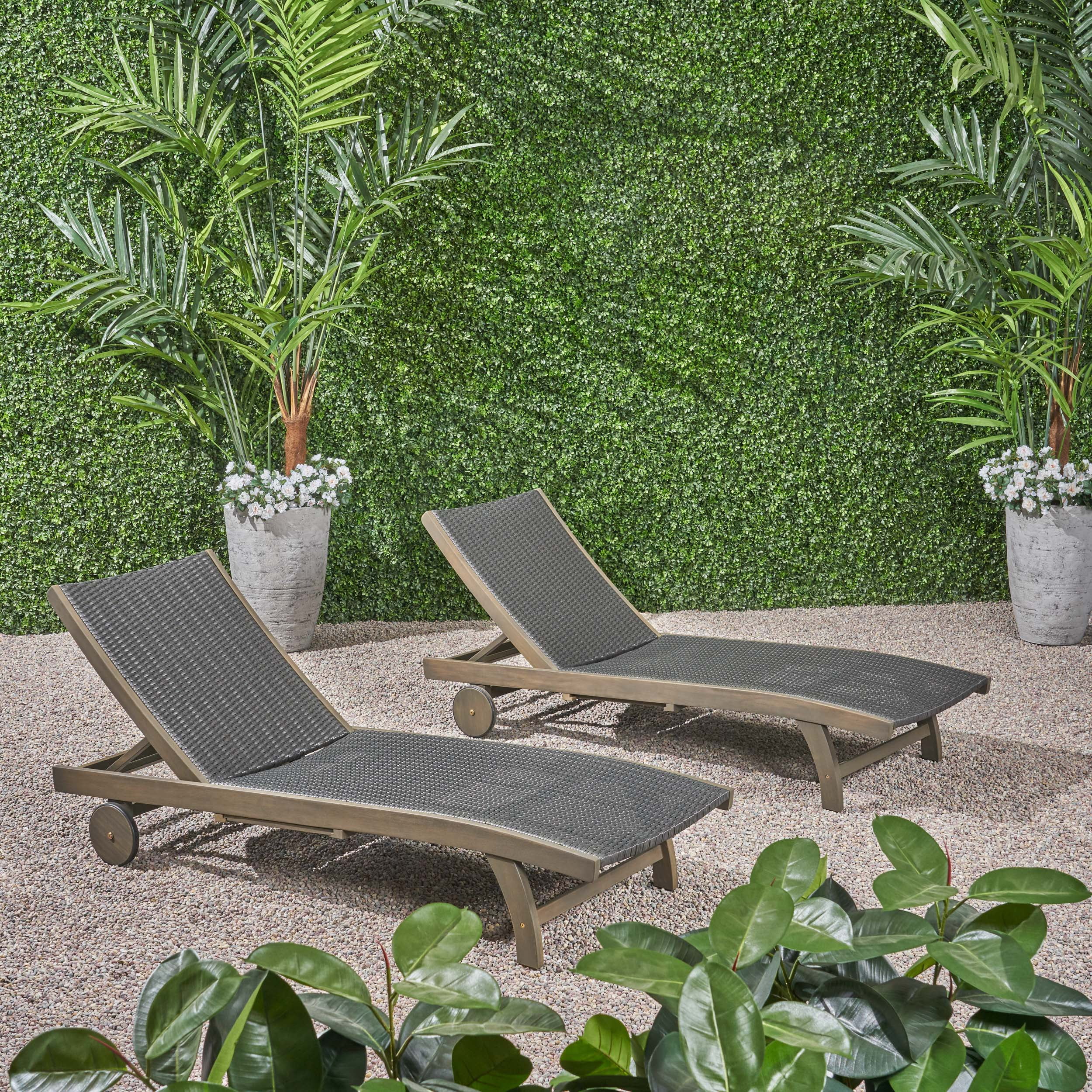 Outdoor Chaise Lounge Chairs Set Of 2, Patio Pool Lounge Chairs With ...