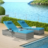 Patio Lounge Chair Set of 2, Adjustable Chaise with Side Table, Outdoor ...